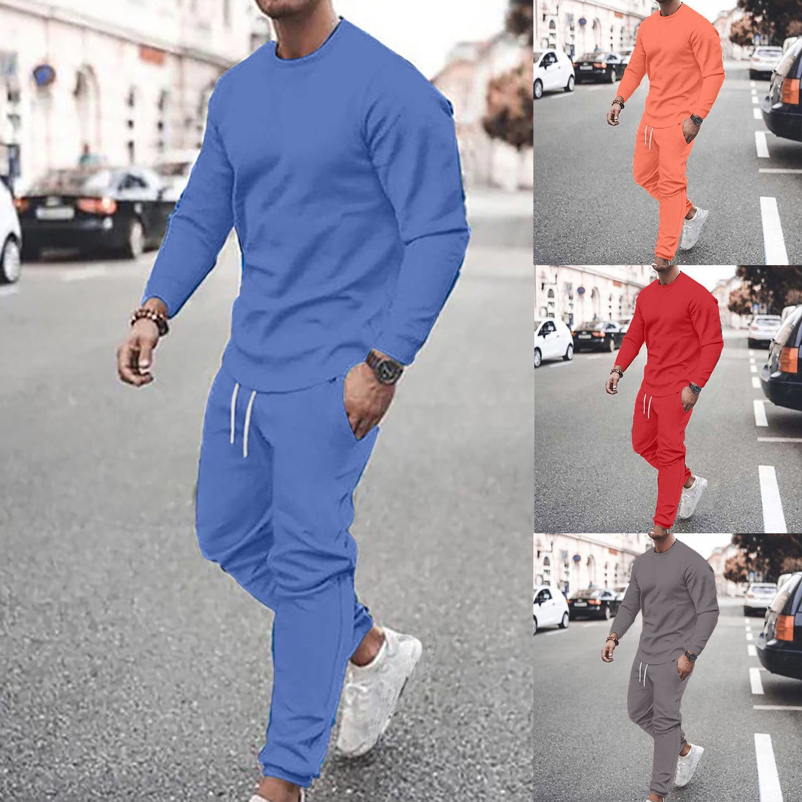 UVEASISHA Men's Sweat Suit 2 Piece Outfit,Mens Solid Color Athletic ...