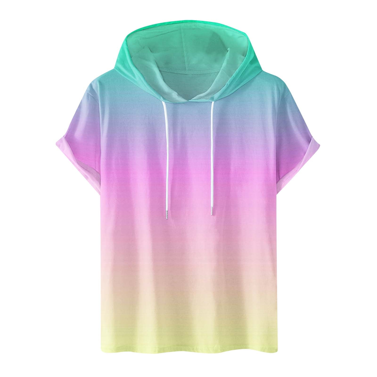 UVEASISHA Gradient Color Hoodie Shirts for Men Big and Tall,Men's Short ...
