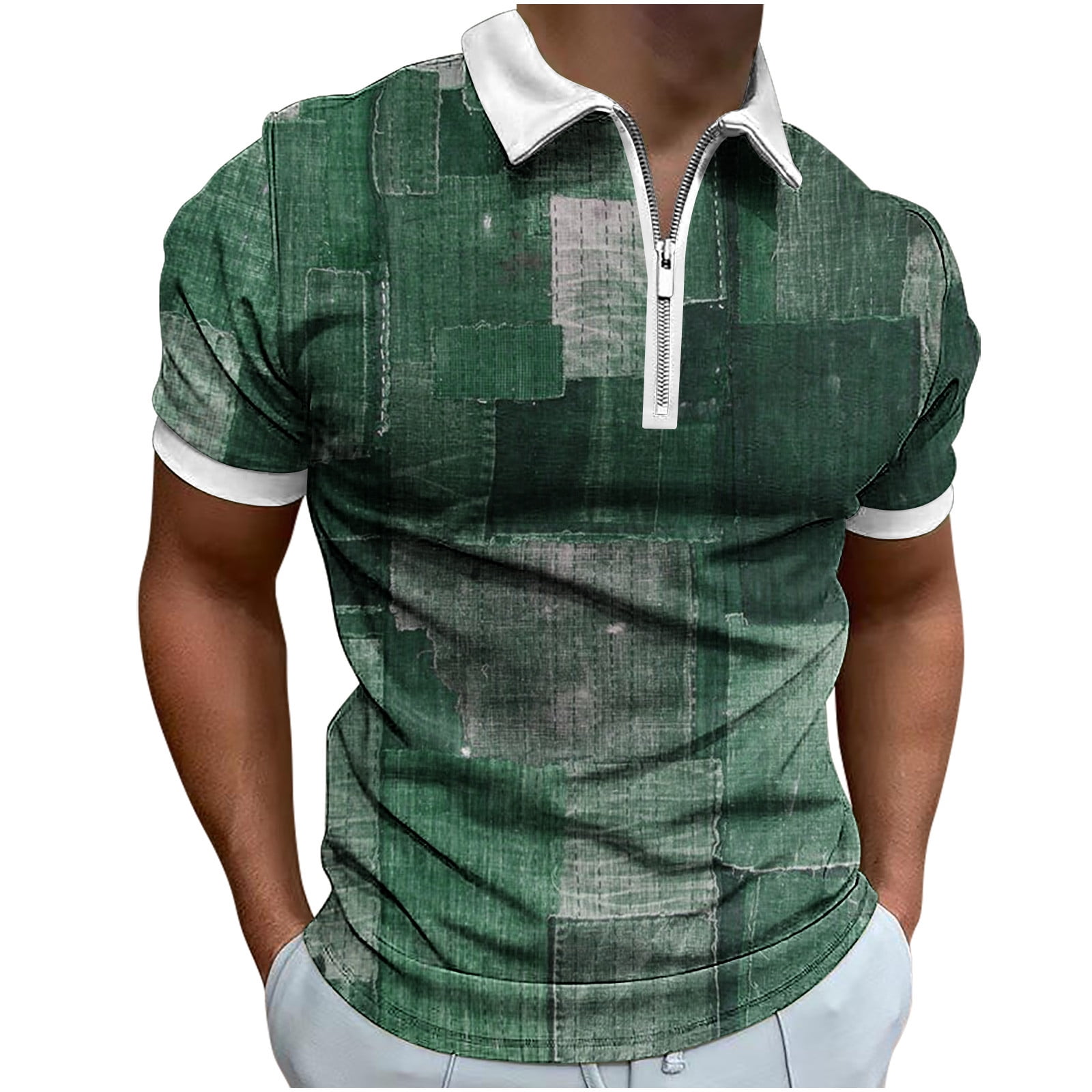 UVEASISHA Mens 1/4 Zip Polos Shirts,Men's Short Sleeve Zipper Polos ...