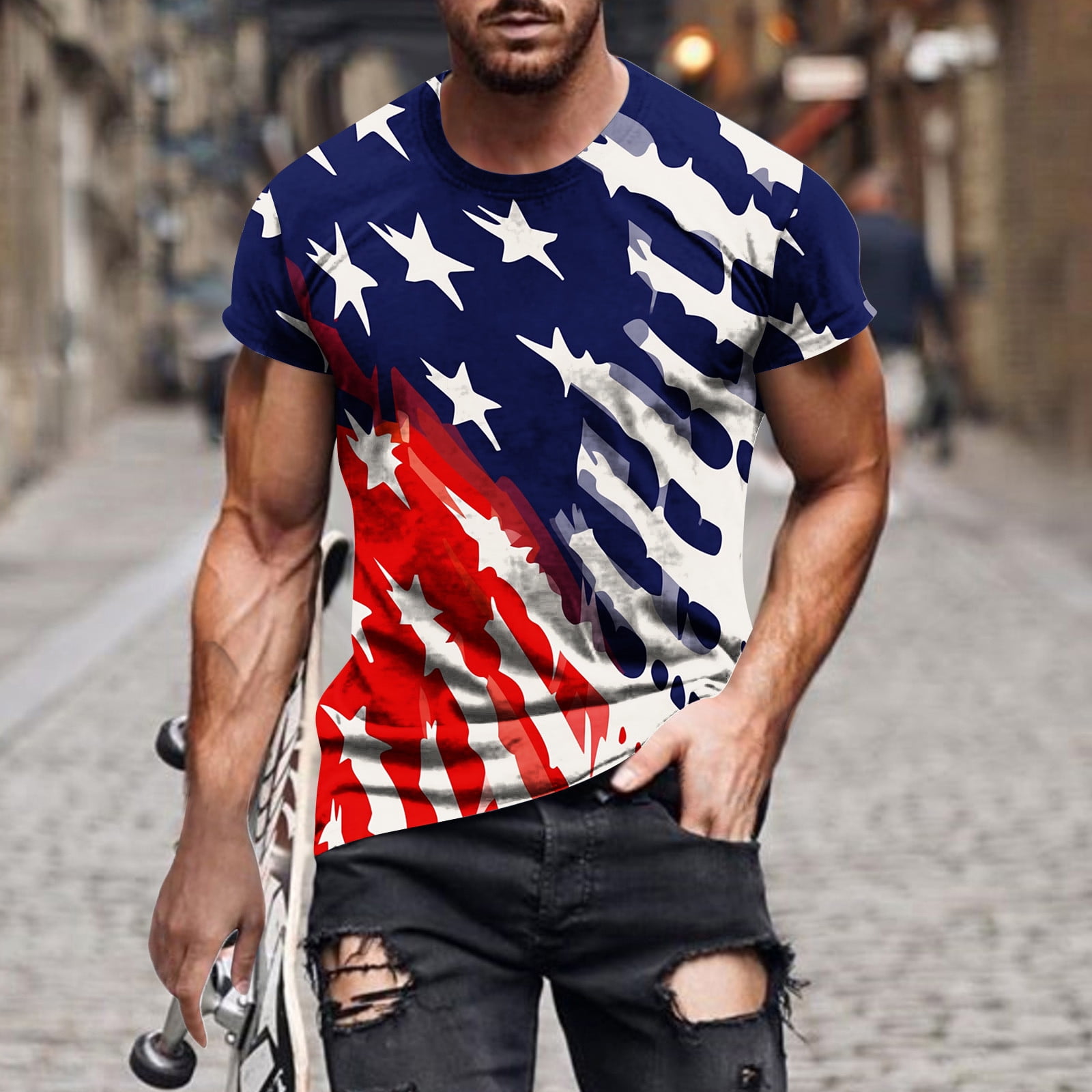 UVEASISHA Mens 4th of July Shirt,Big and Tall American Flag Shirts for ...