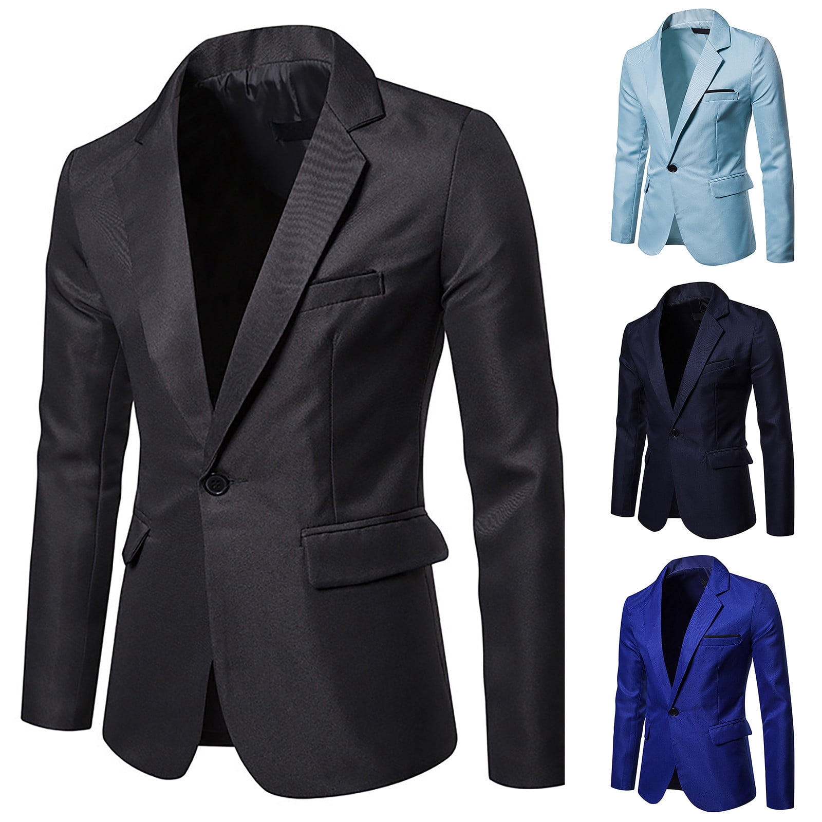 UVEASISHA Mens Blazer Suit Jacket Solid Color Casual Business Blazers ...