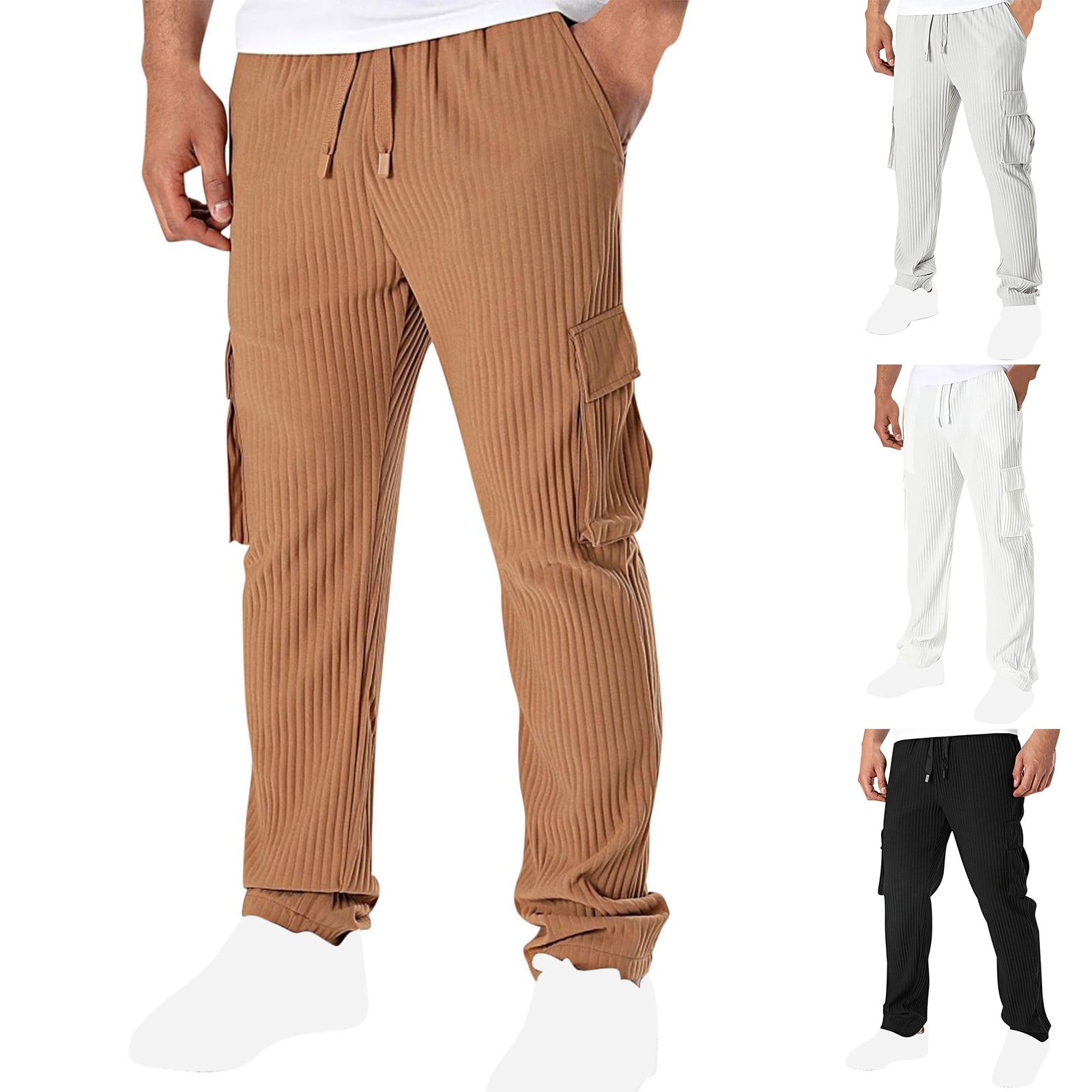 UVEASISHA Mens Casual Cargo Sweatpants Solid Color Drawstring Work ...