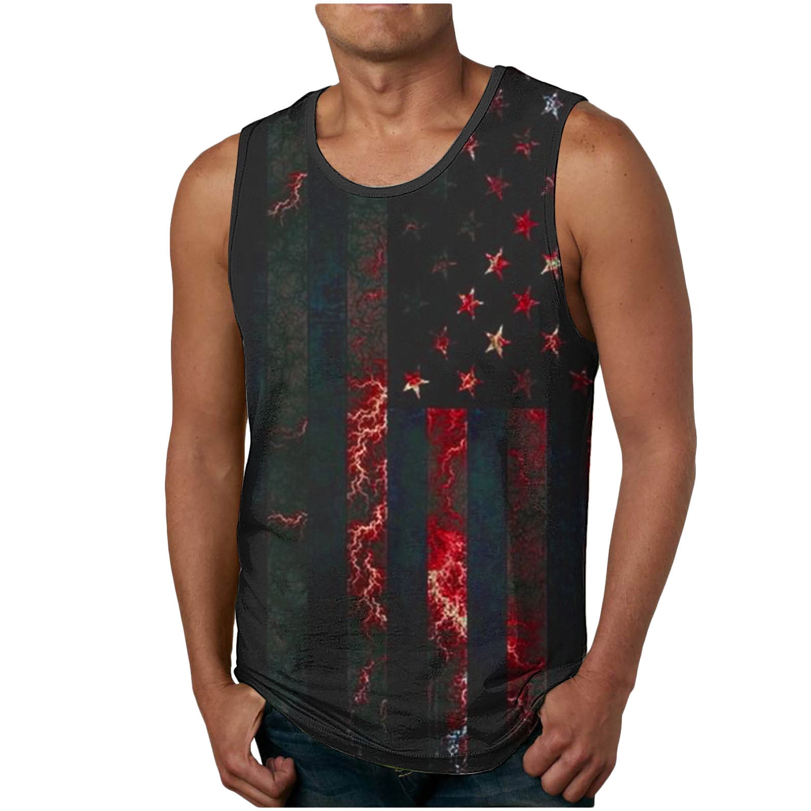 UVEASISHA Mens Cotton American Flag Tank Top,4th of July Shirts Mens Muscle Tank Top 1776 ...