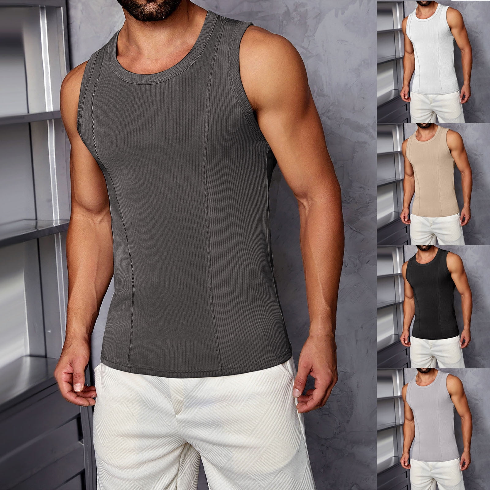 UVEASISHA Mens Knitted Tank Tops Soft Casual Sleeveless Muscle Shirts ...