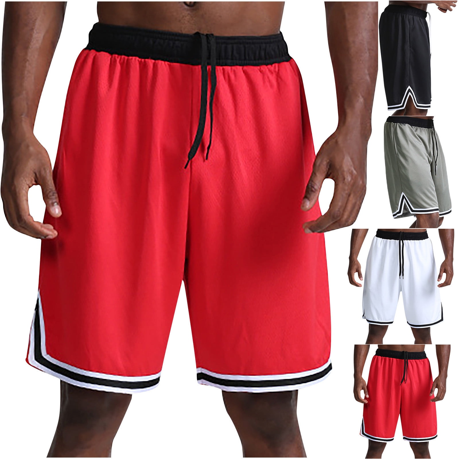UVEASISHA Mens Long Basketball Shorts with Zip Pockets Breathable Mesh ...