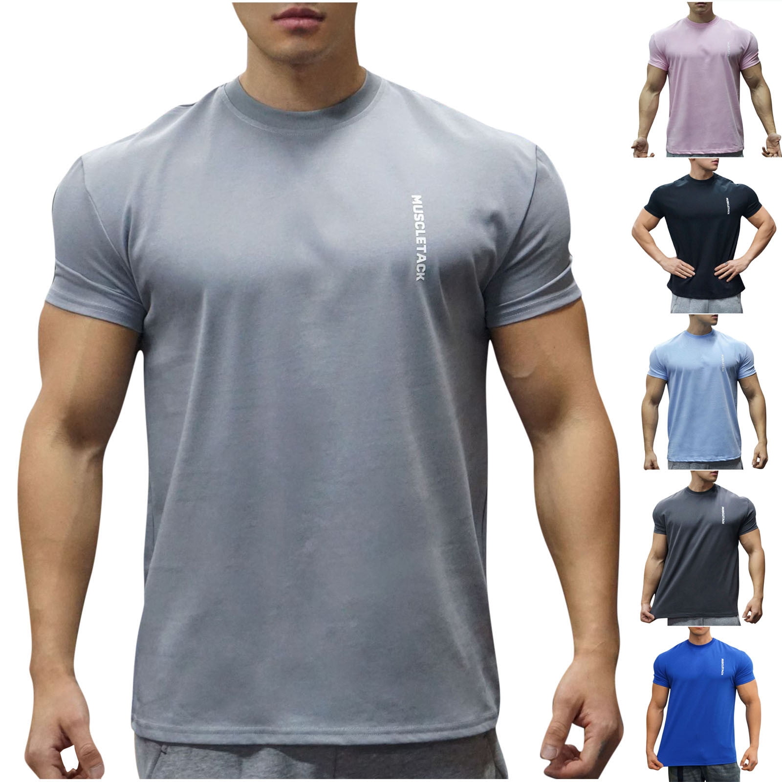 UVEASISHA Mens Muscle T Shirts Gym Sports Compression Training Tops ...