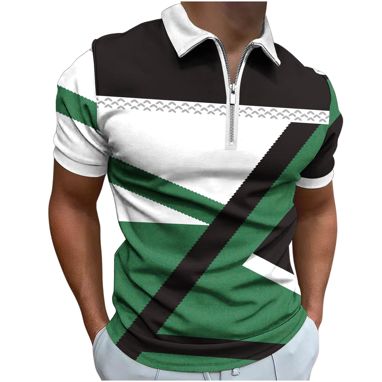 UVEASISHA Mens Quarter Zip Golf Shirt,Men's Short Sleeve Color Block ...