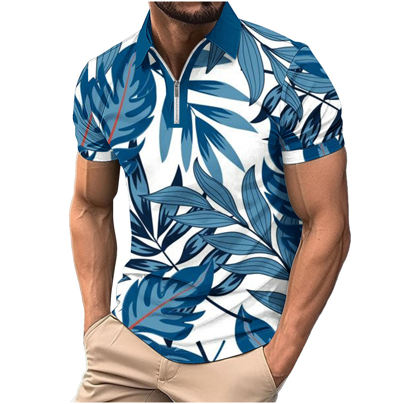 UVEASISHA Mens Quarter Zip Polo Shirts,Mens Polo Shirts 1/4 Zip Shirts ...