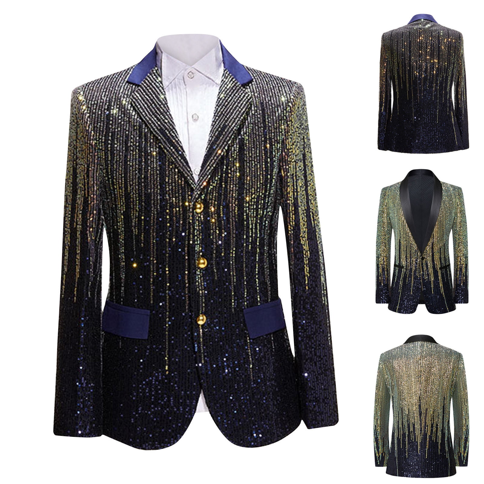 UVEASISHA Mens Sequin Blazer Court Style Fashion Prom Party Jackets ...
