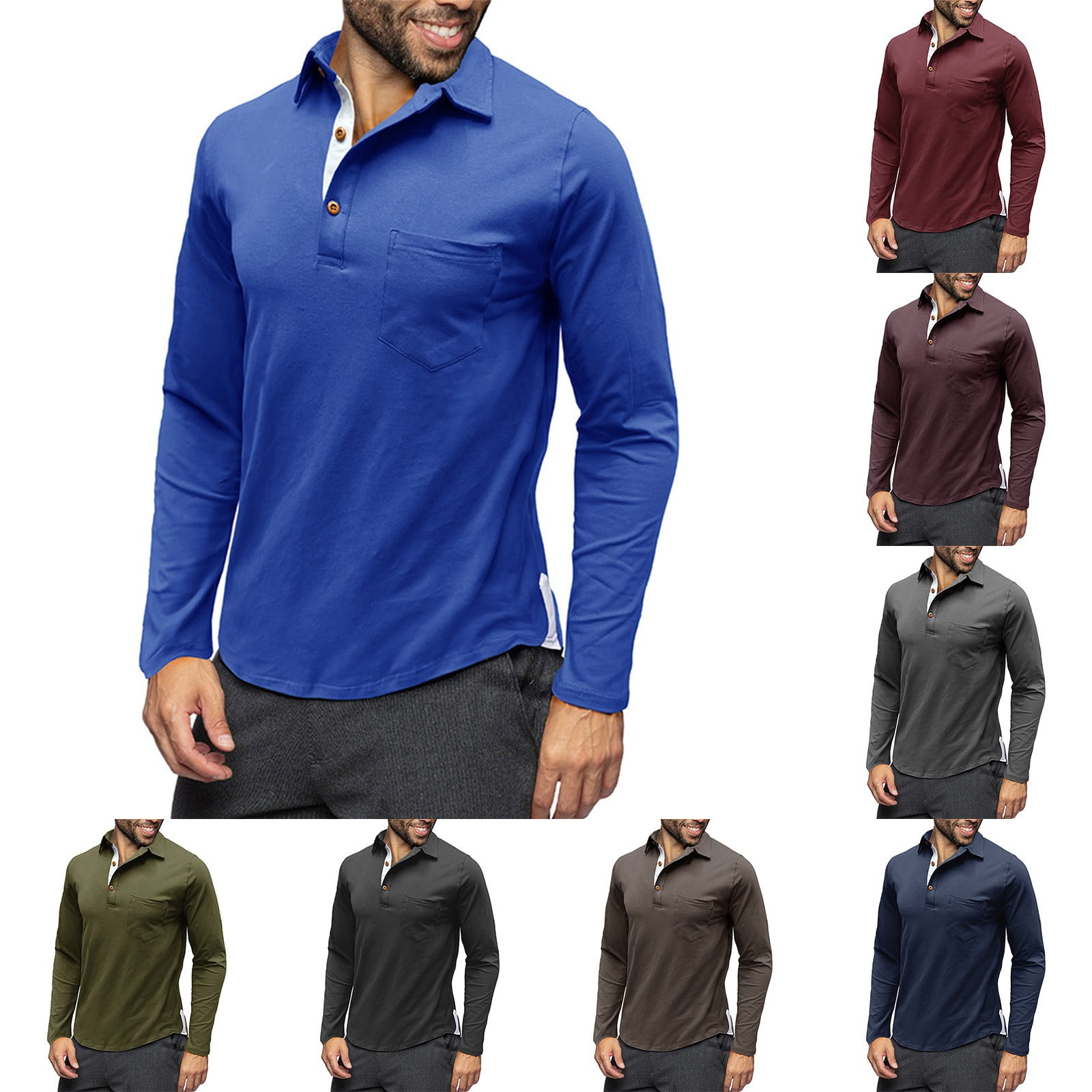 UVEASISHA Mens Workout Golf Shirts Cotton Casual Long Sleeve Polos ...