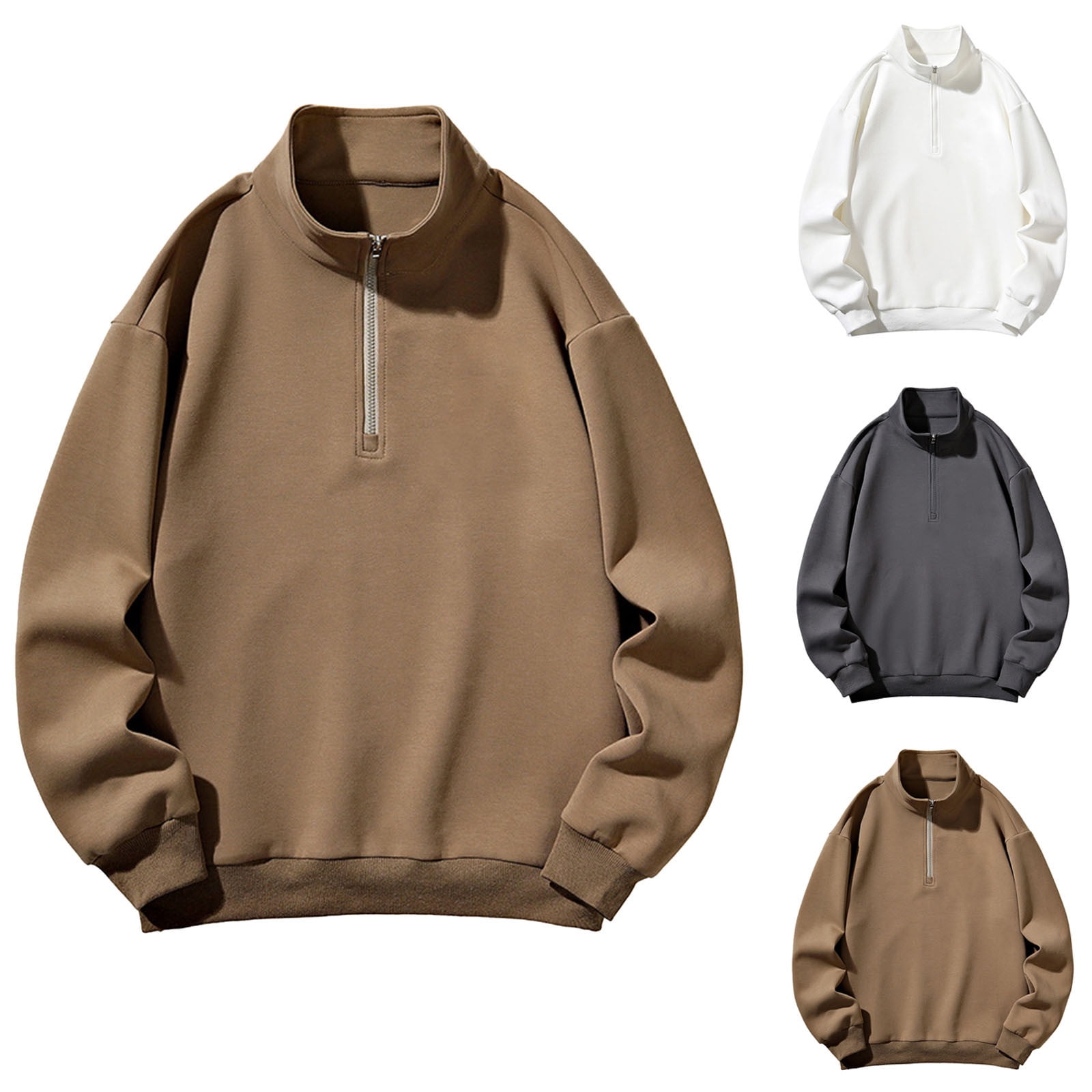 UVEASISHA Oversized Sweatshirts for Men Quarter Zip Mock Neck Pullovers ...