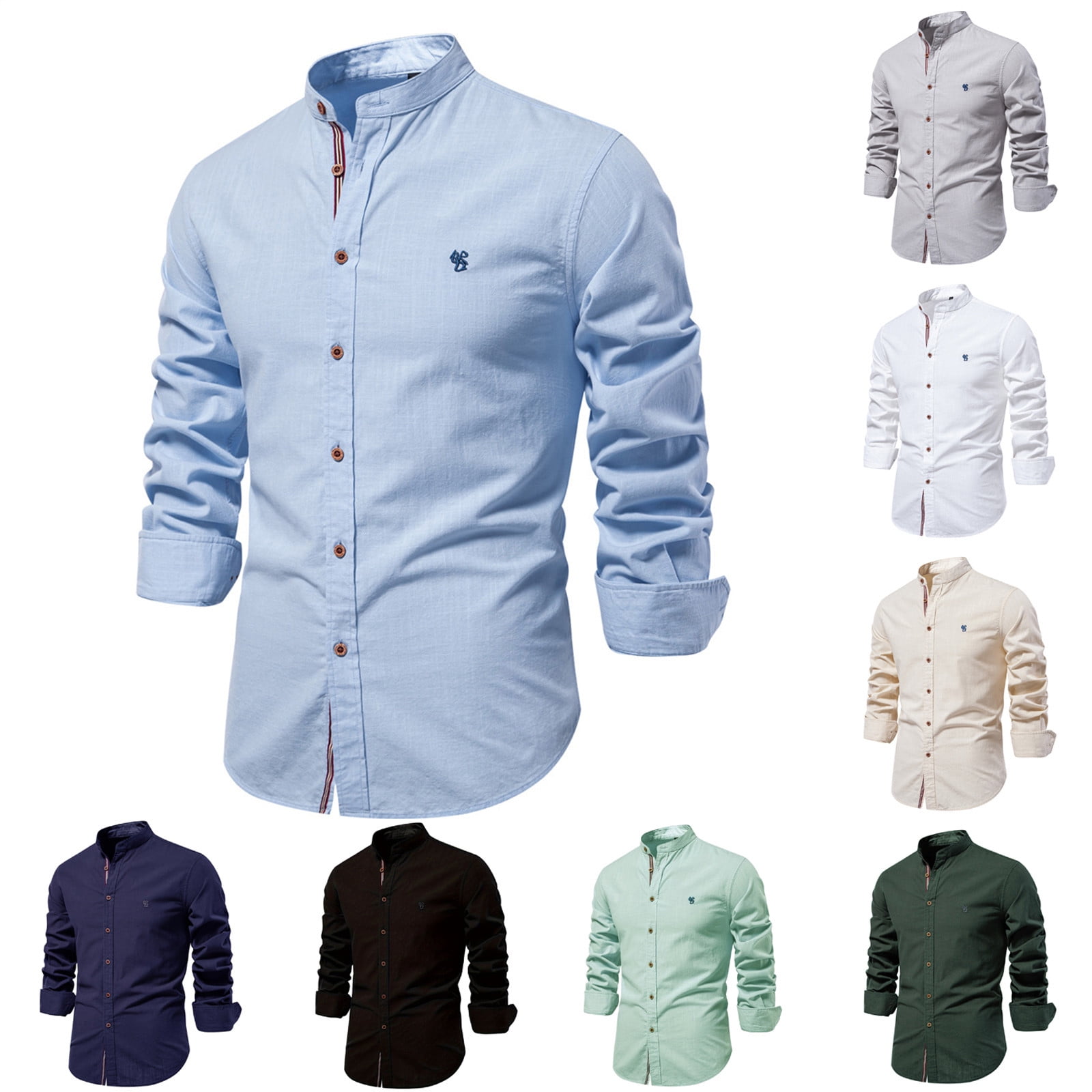 UVEASISHA Sales Today Henley Business Casual Shirts for Men Cotton Long ...