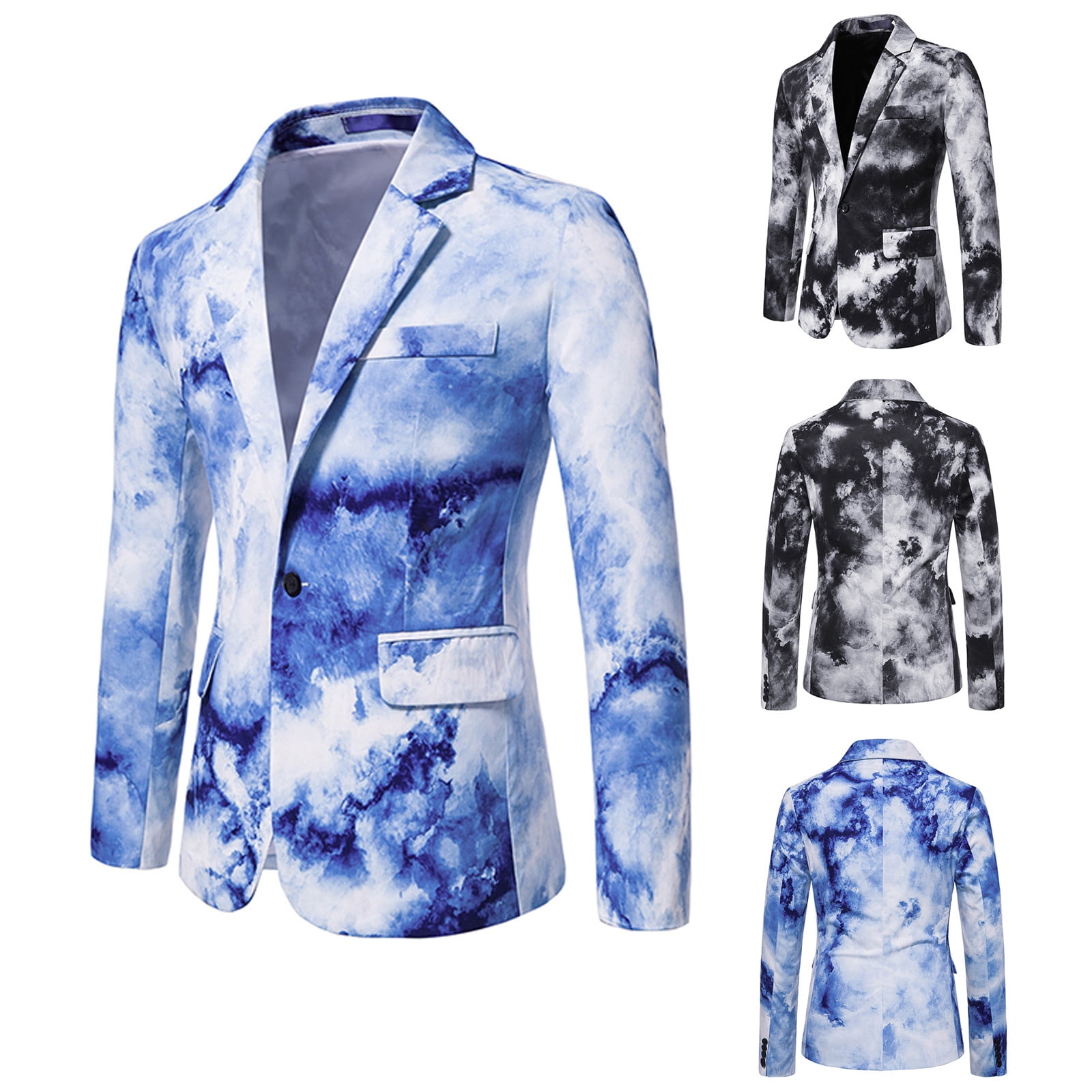 UVEASISHA Tie Dye Blazer Men Fashion One Button Dinner Party Jackets ...