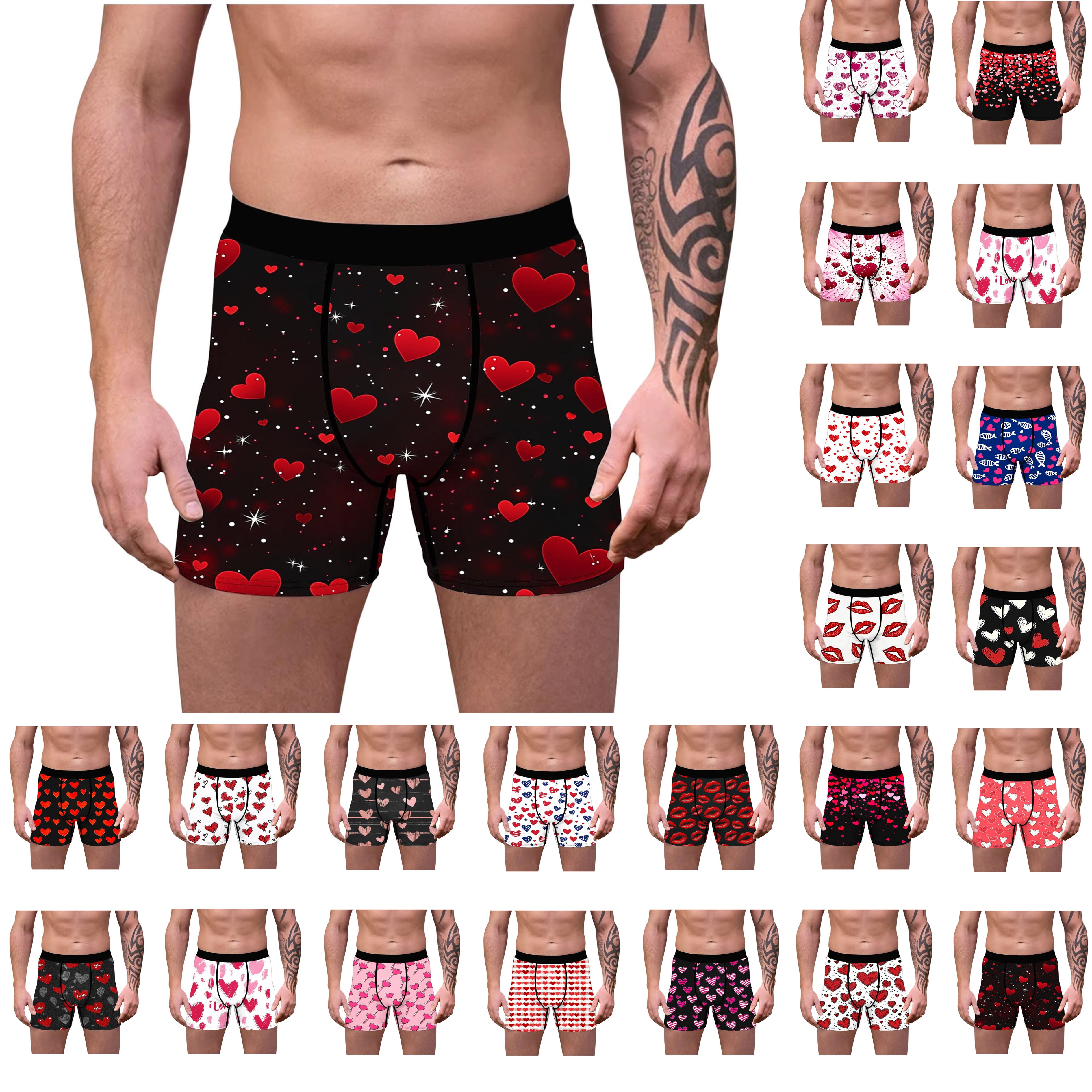 UVEASISHA Valentine's Day Gifts for Men Lover Heart Print Boxer Briefs ...