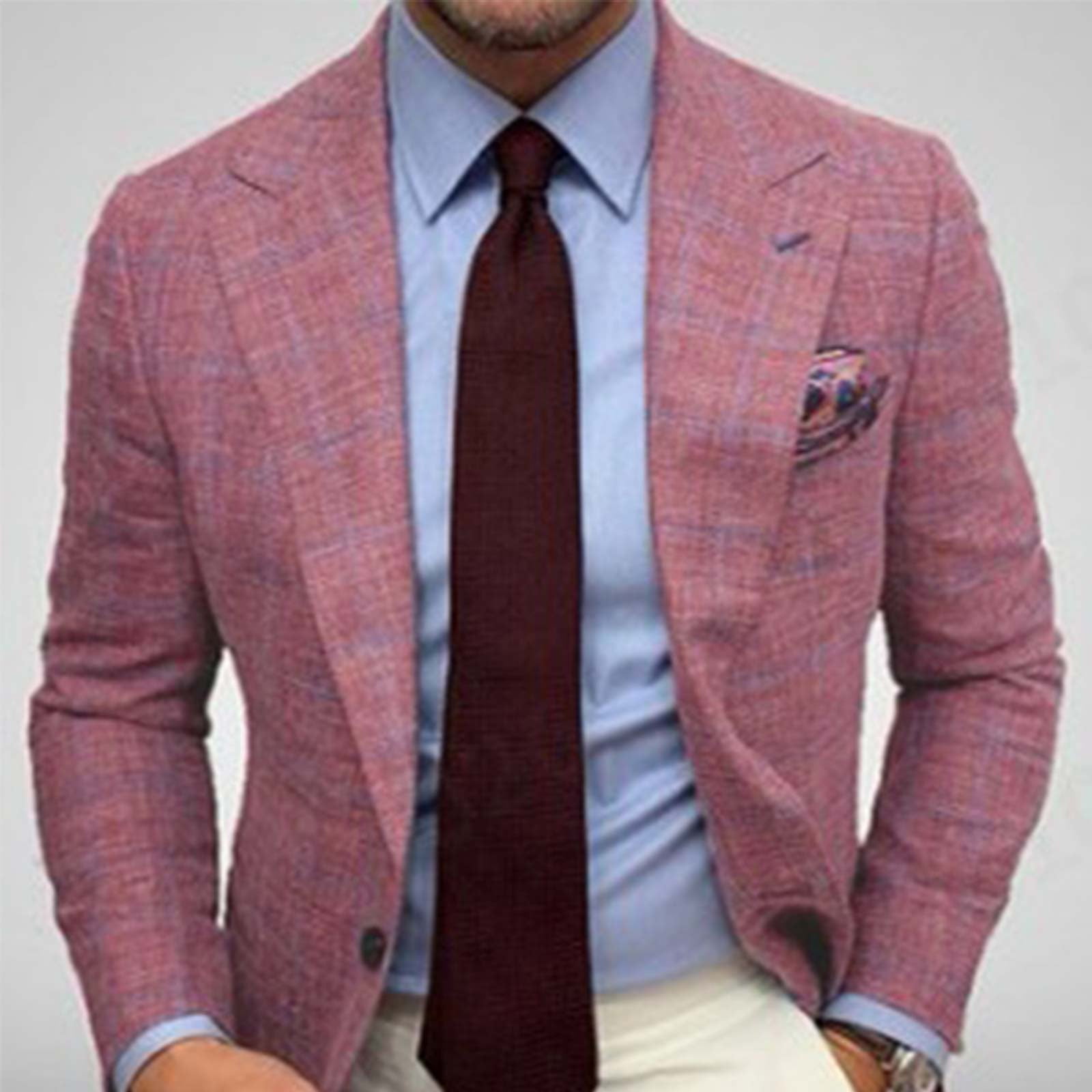 UVEASISHA Winter Suit Jacket for Men Business Casual Flannel Plaid ...