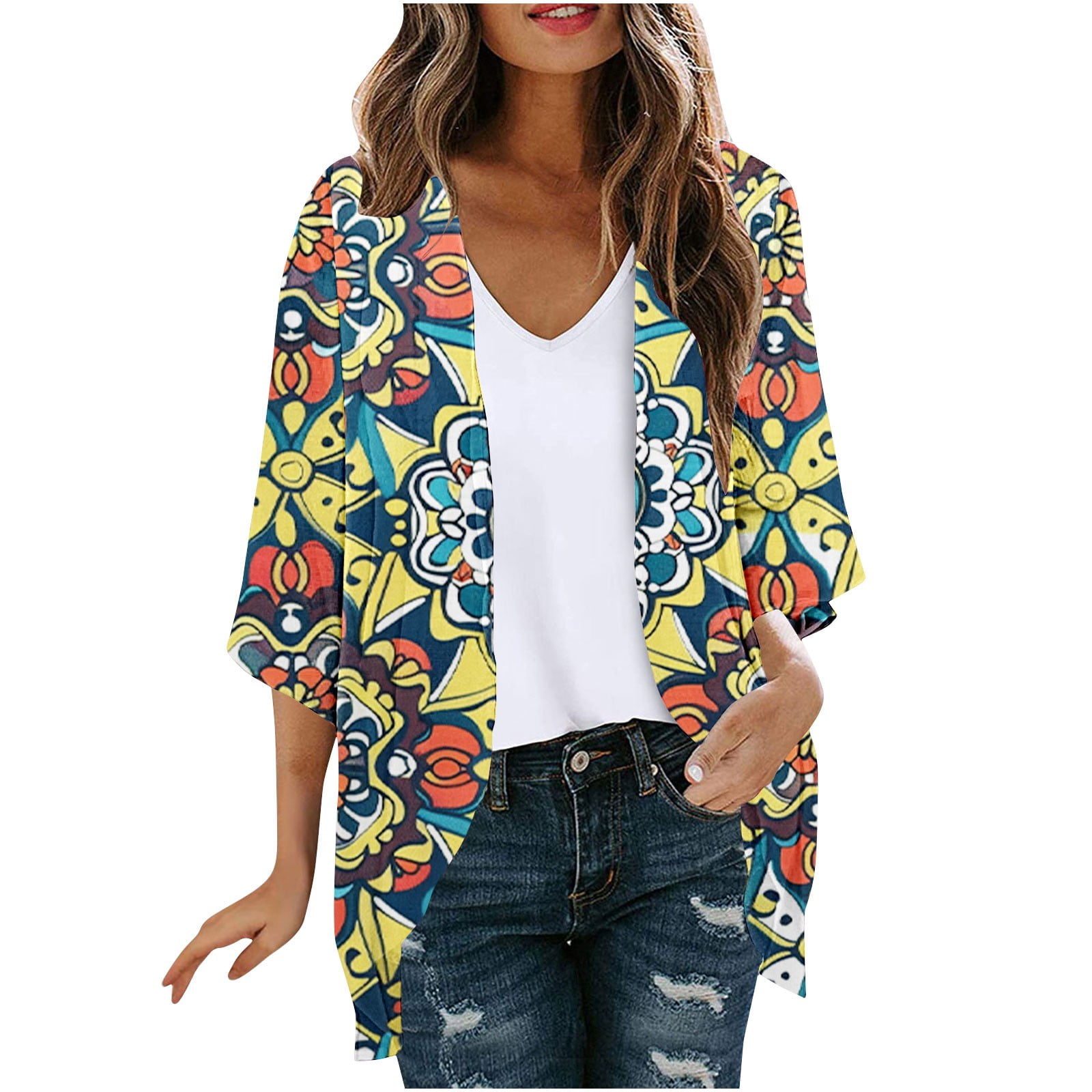 UVEASISHA Women Kimonos Plus Size,Womens Kimono Cardigans Casual Summer ...