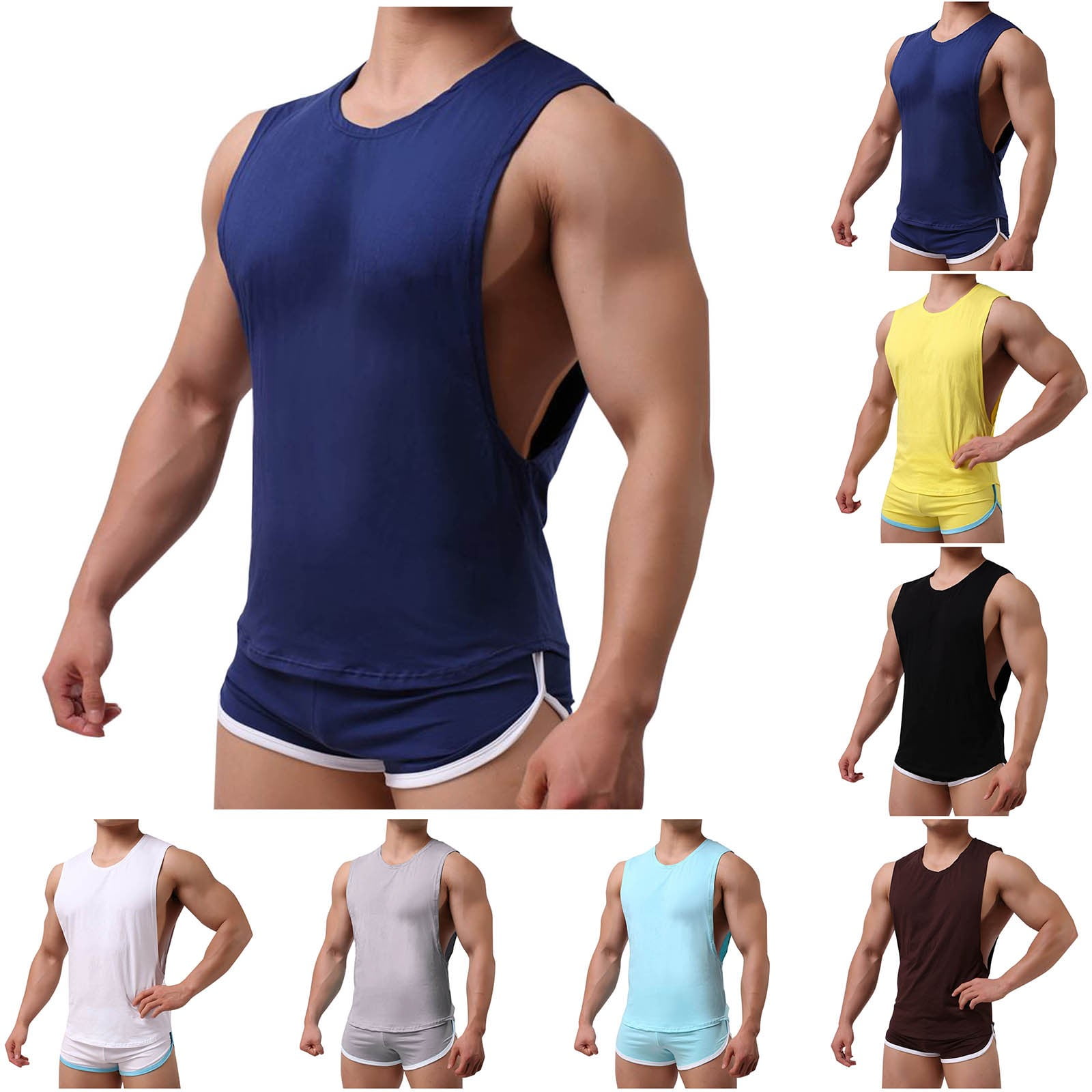 UVEASISHA Workout Short Sets for Men Slim Fit Tank Top and Swim Trunks ...