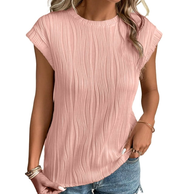 UVN White Blouses for Women Textured Shirts Casual Short Sleeve Summer ...