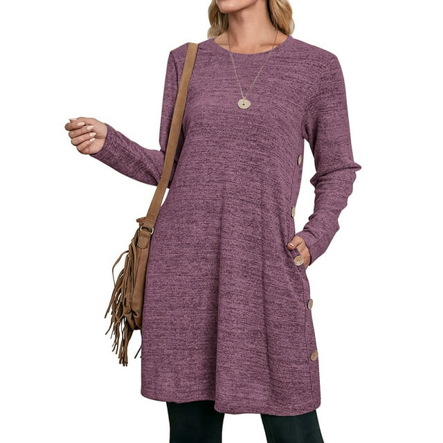 UVN Fall Dresses for Women Long Sleeve Casual Winter Dress with Pockets ...
