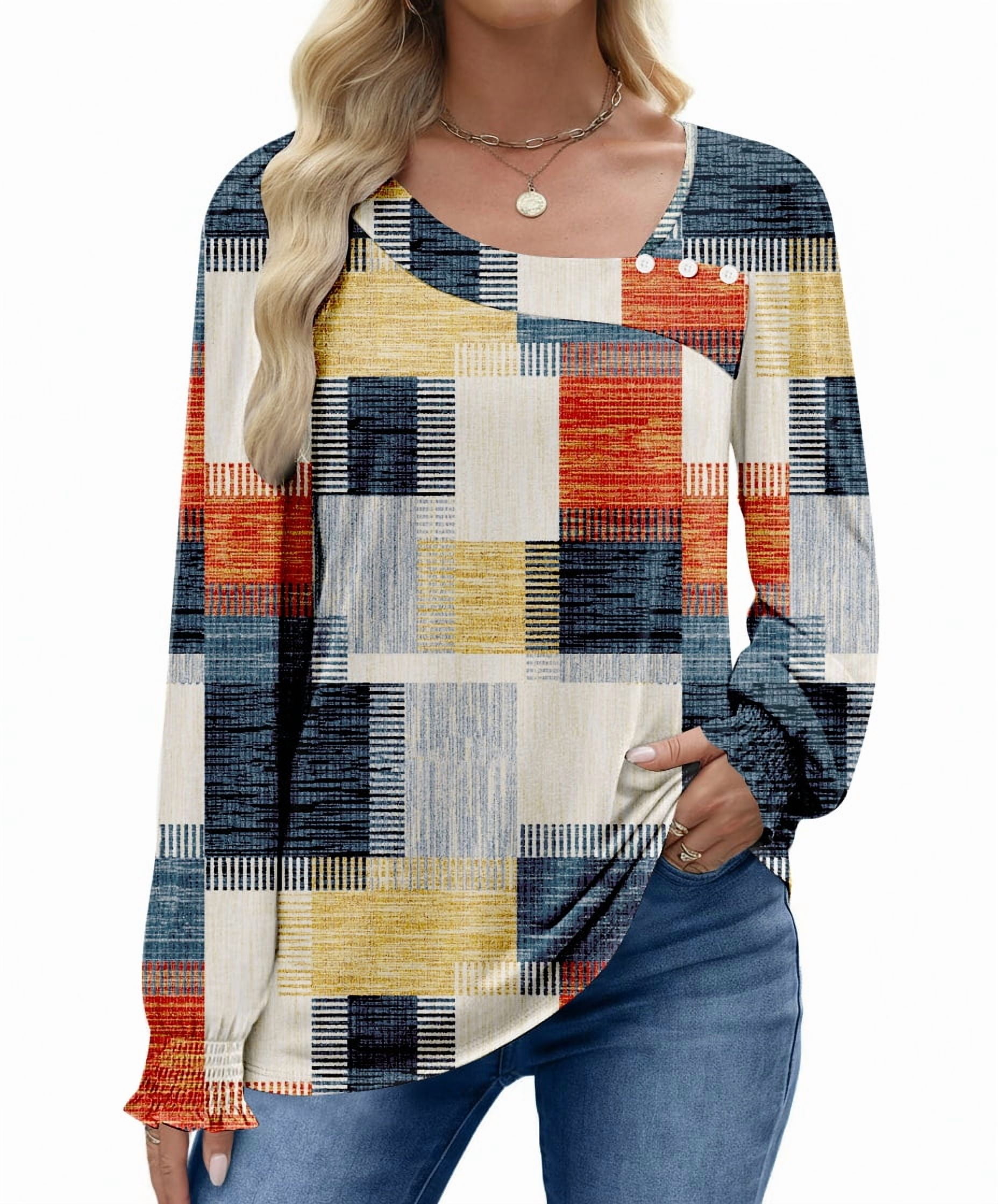 UVN Fall Square Neck Tops for Women Long Sleeve Blouse Ladies Dressy ...
