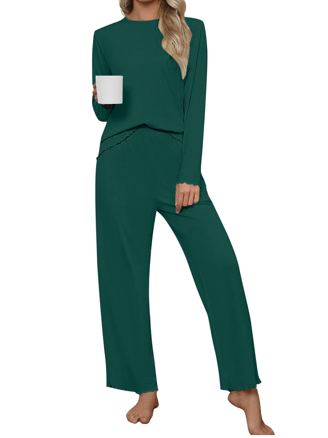 UVN Fall Womens 2 Piece Pajamas Set Loungewear Long Sleeve Tops and ...