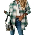 UVN Flannel Plaid Shirts for Women Shacket Jacket Long Sleeve Button ...