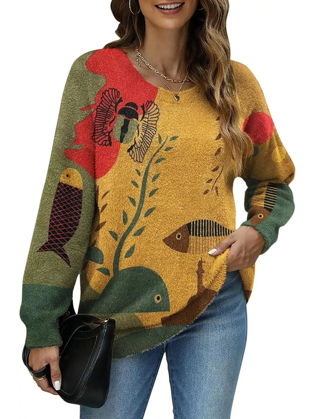 DOKOTOO Women's Sweaters Tops Crewneck Long Sleeve Knit Lightweight ...