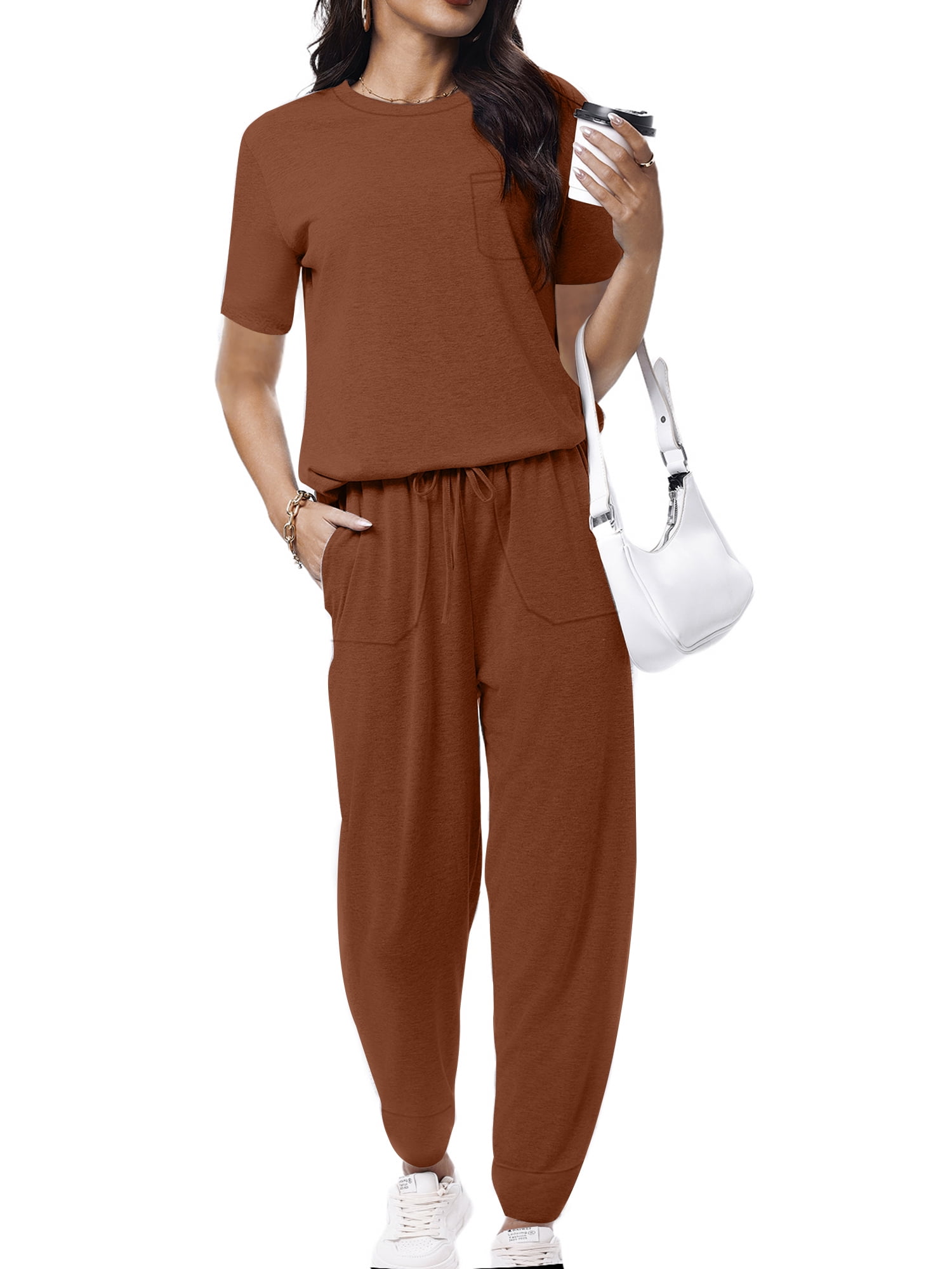 Shine Up Jogger Sets for Women Sweatsuit 2 Piece Lounge Set Solid ...