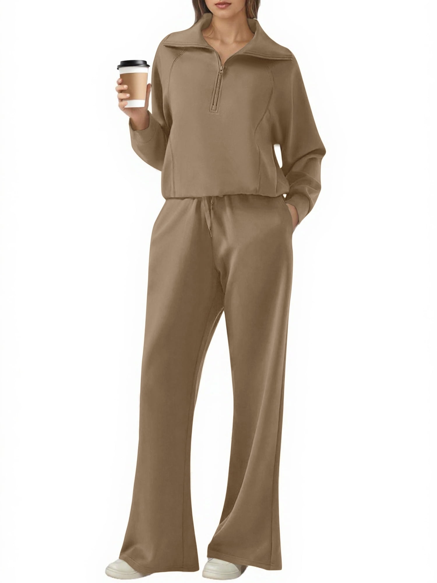 UVN Outfit Sets for Women 2 Piece Sets Winter Casual Tracksuit Long Sleeve Lounge Set Outfits ...