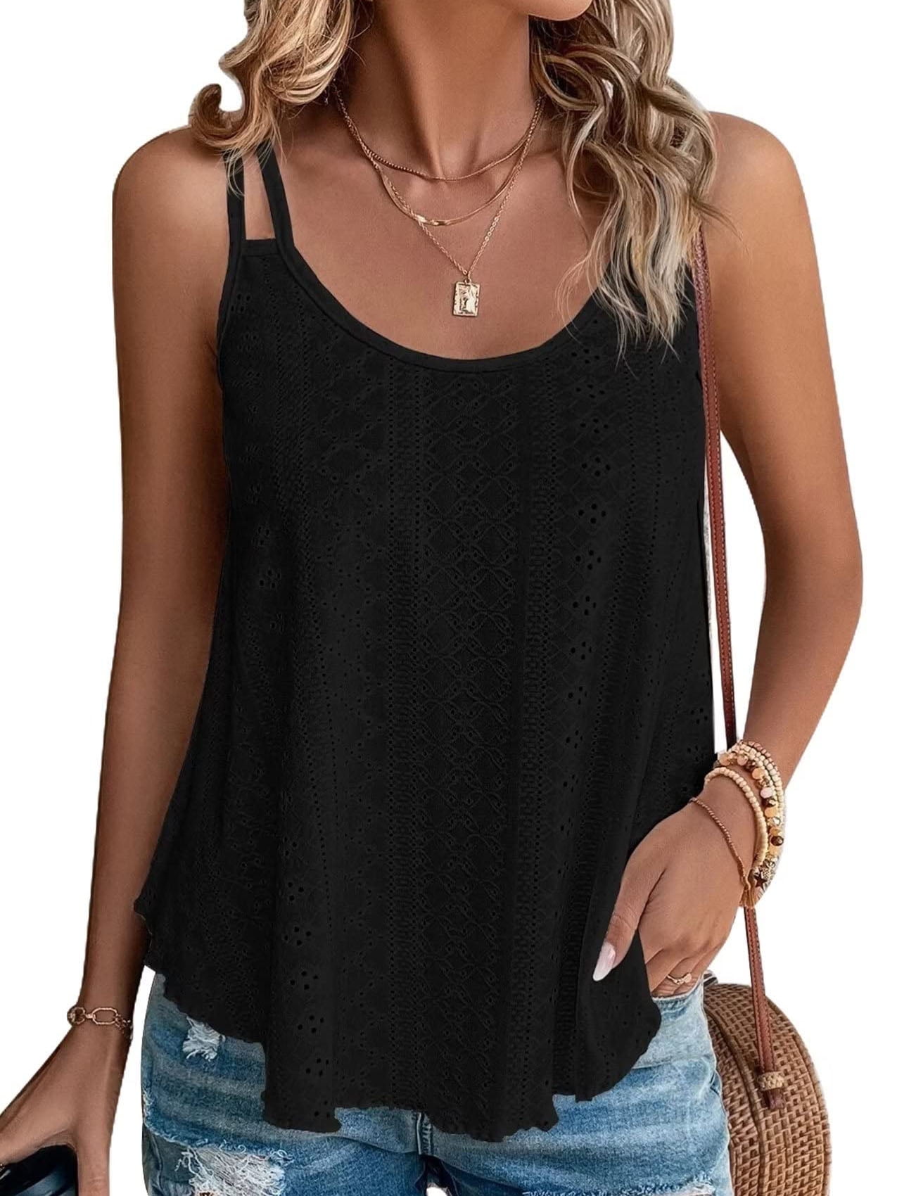 UVN Spaghetti Strap Tank Tops for Women Summer Sleeveless Top with ...