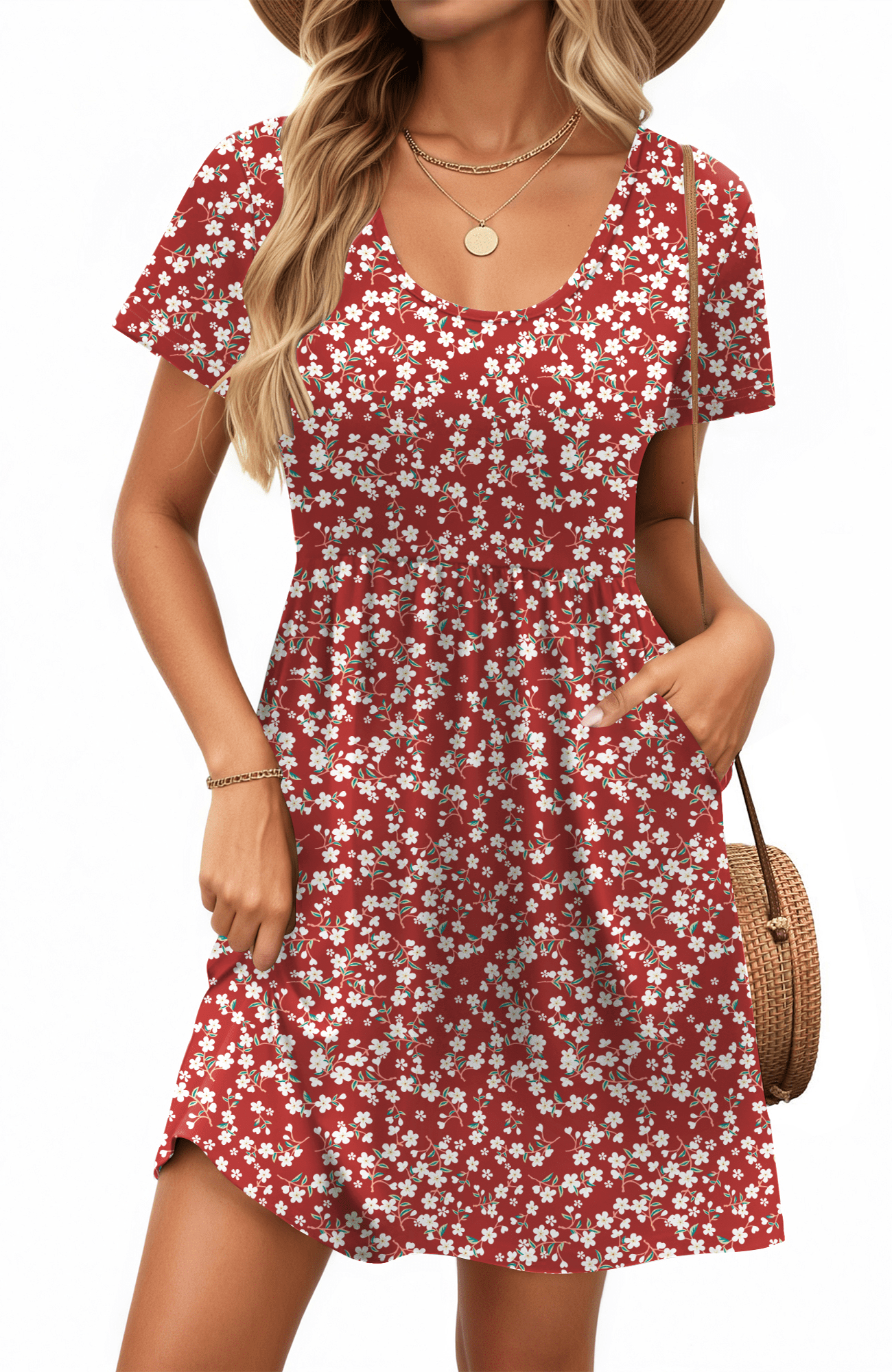 UVN Summer Dresses for Women Boho Floral Print Midi Dresses Casual ...