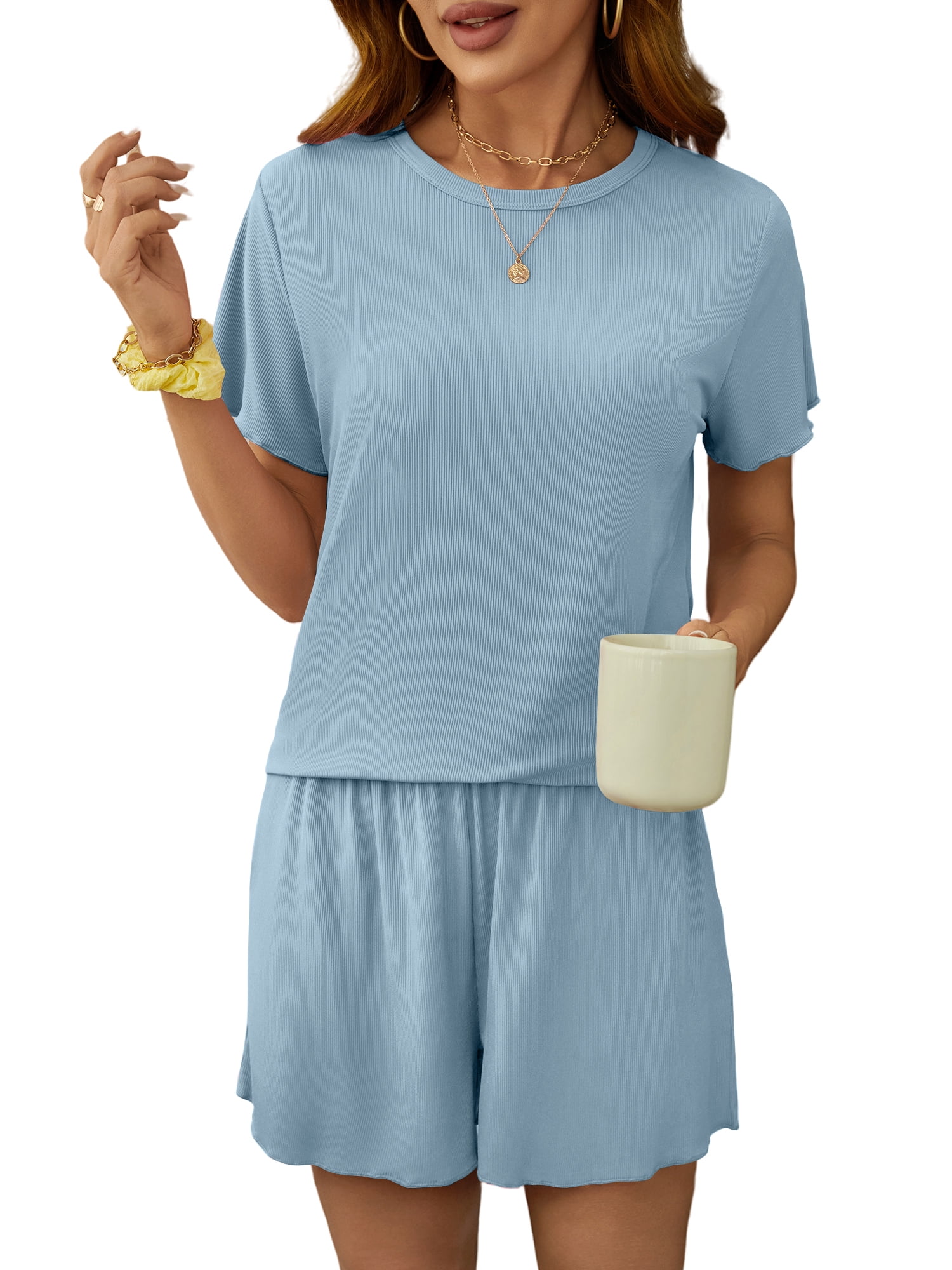 UVN Summer Pajama Sets For Women Short Sleeve Sleepwear Set Ladies ...