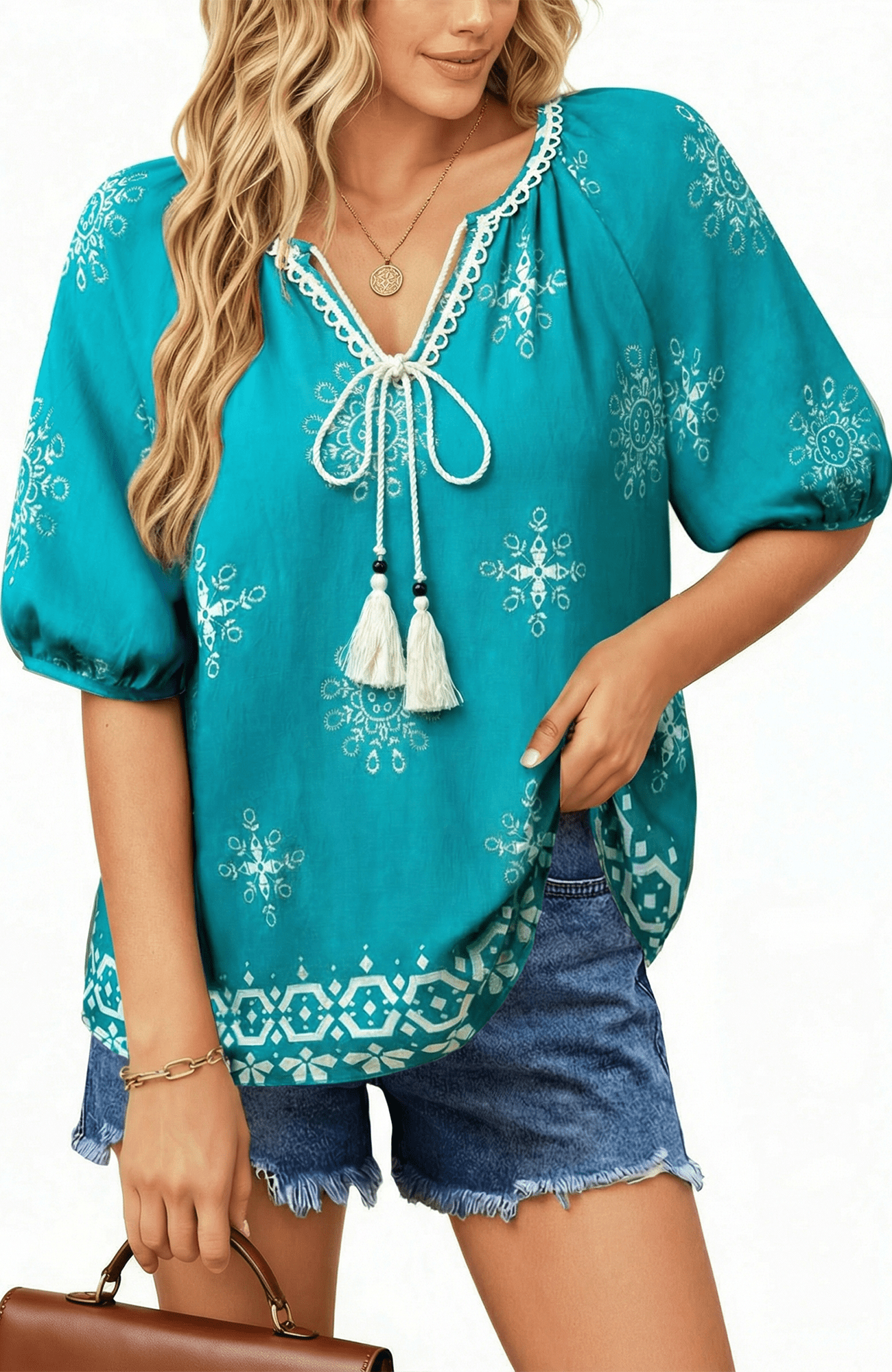 UVN Summer Tops for Women Short Sleeve V Neck Boho Casual Blouses ...
