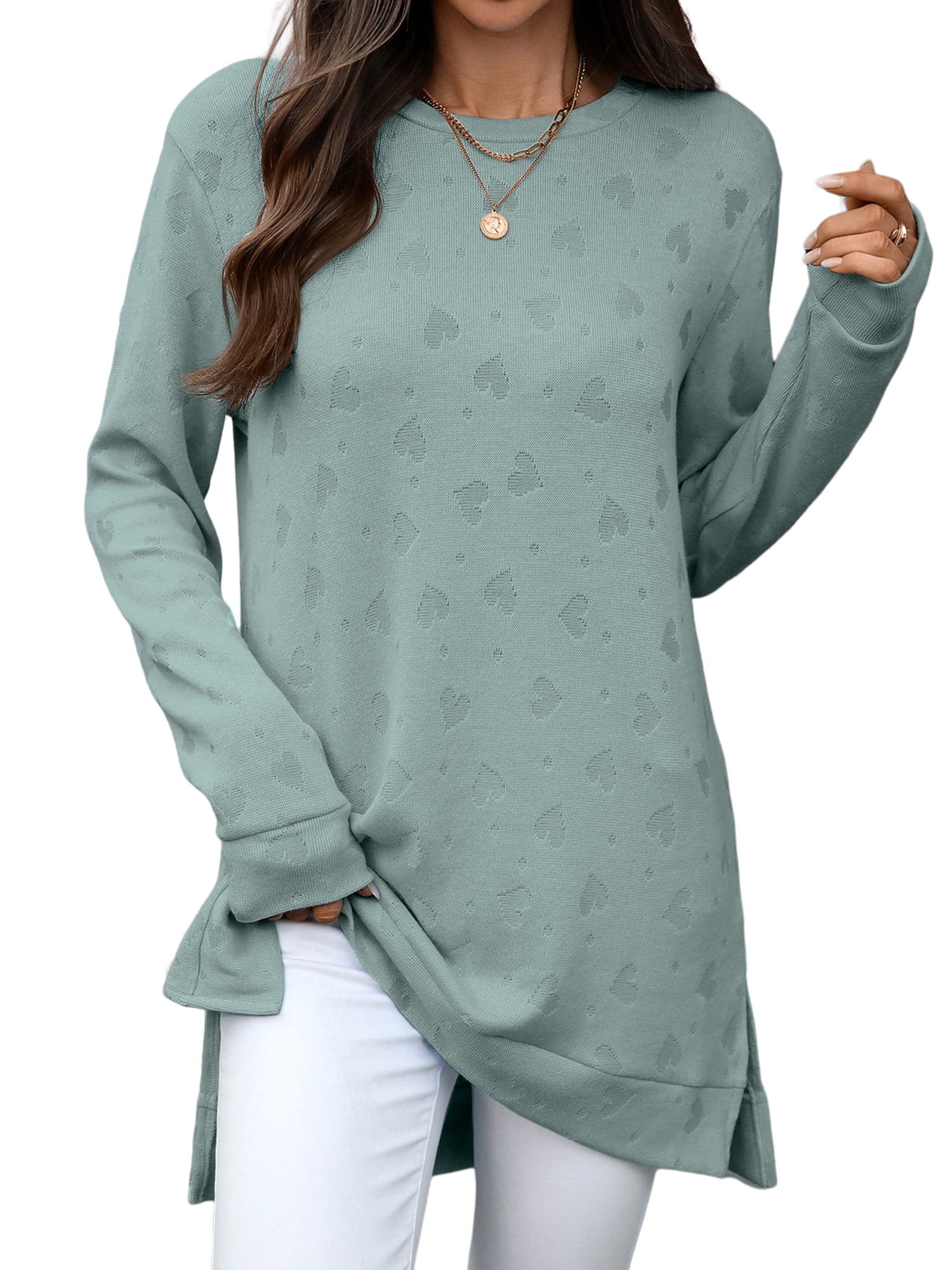 UVN Sweatshirts for Women Crewneck Long Sleeve Shirts Dressy Heart ...