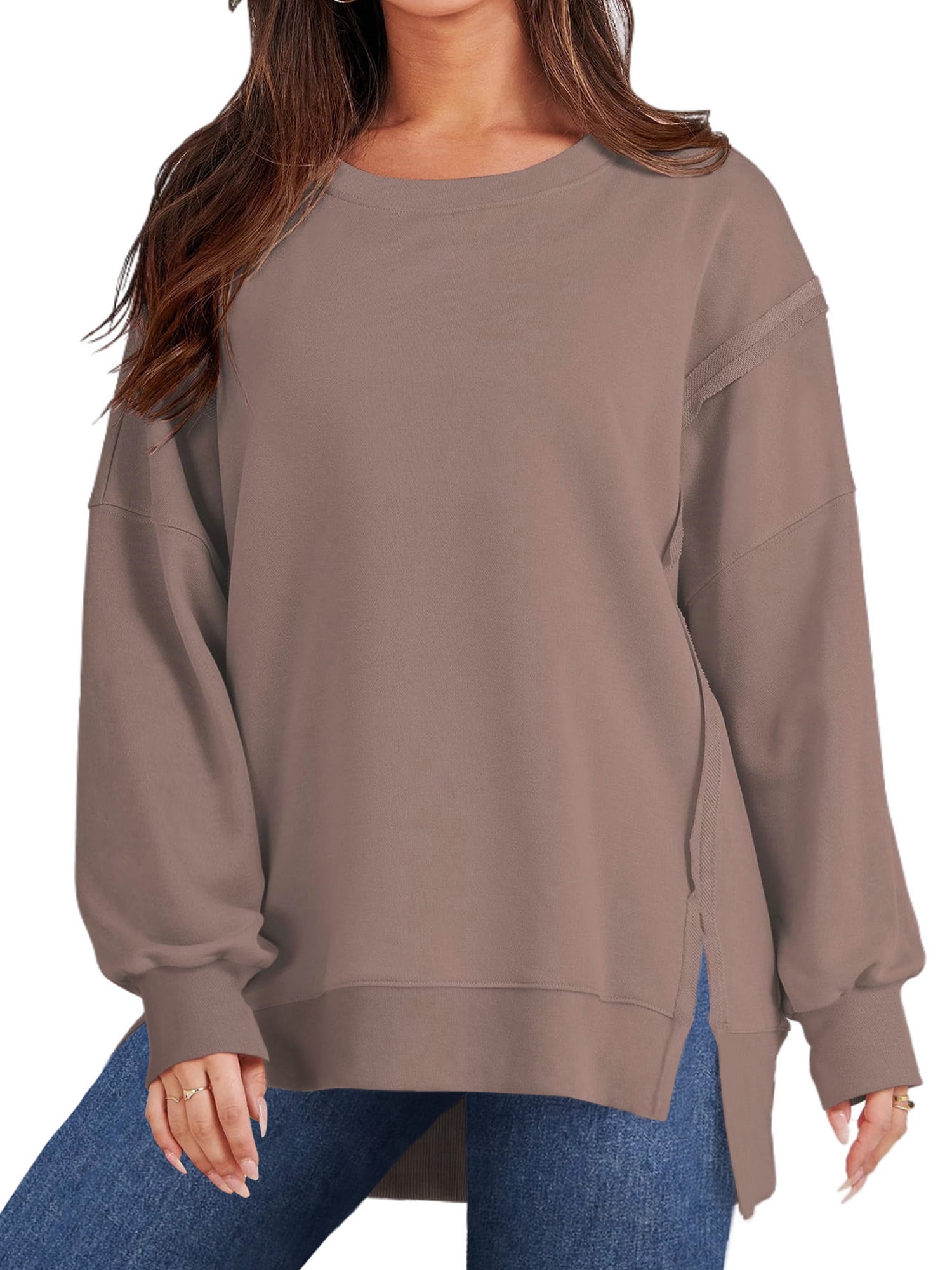 UVN Sweatshirts for Women Long Sleeve Pullover Fall Crewneck Oversized ...