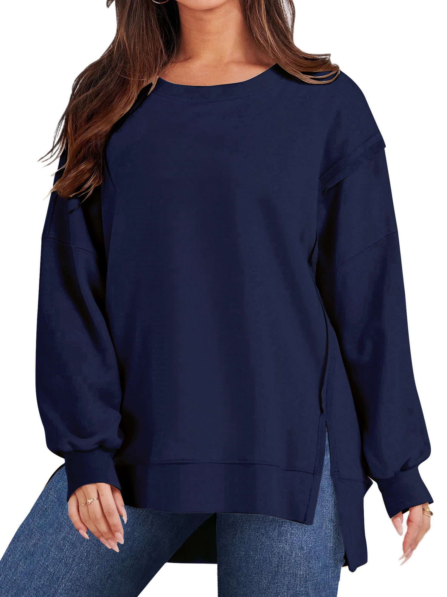 UVN Sweatshirts for Women Long Sleeve Pullover Fall Crewneck Oversized ...