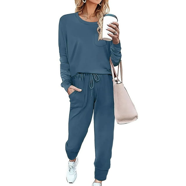 UVN Sweatsuit Sets for Women 2 Piece Lounge Set Loose Jogger Sets Fall ...