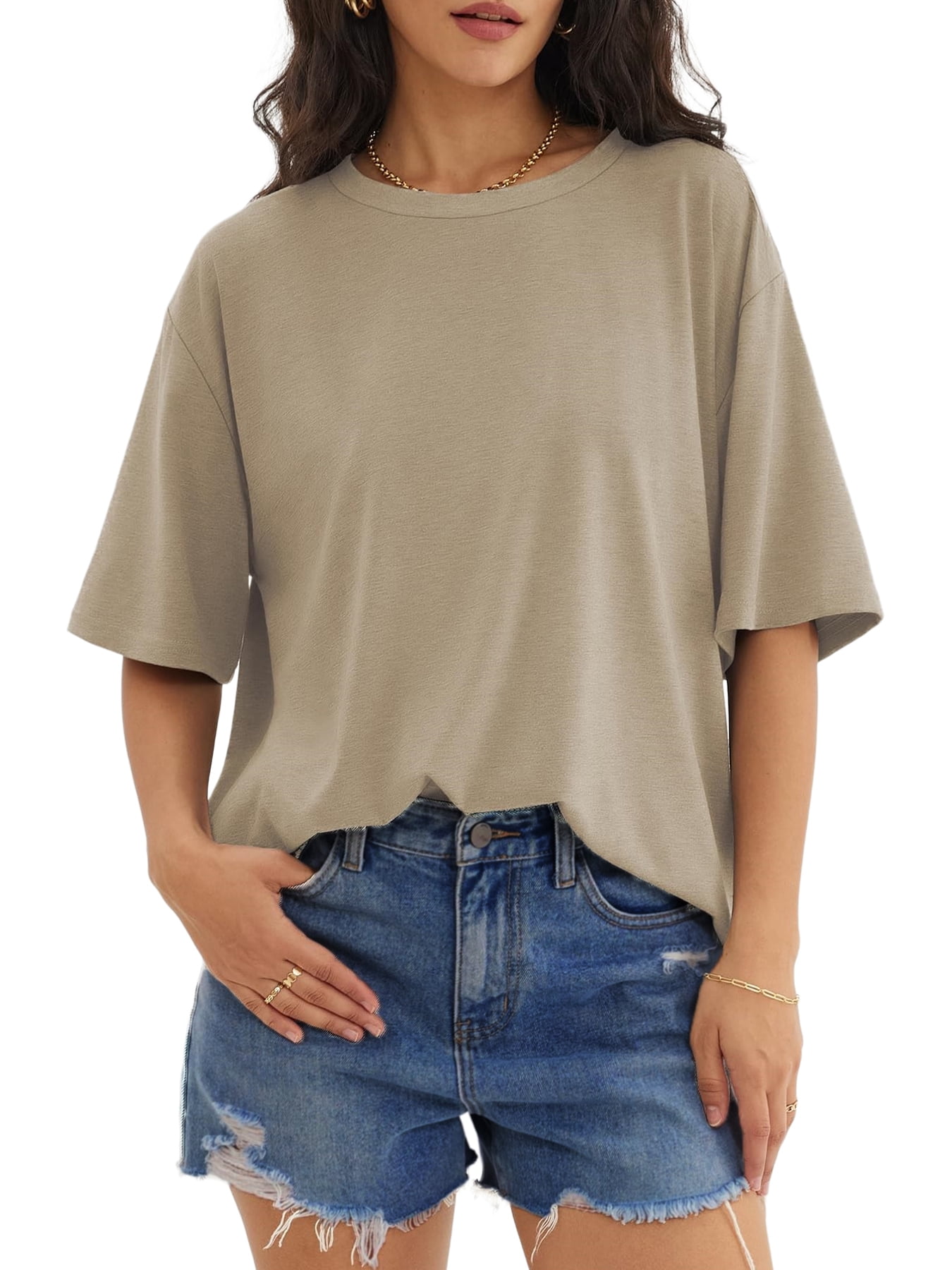 UVN T Shirts for Women Summer Casual Short Sleeve Tops Ladies Oversized ...