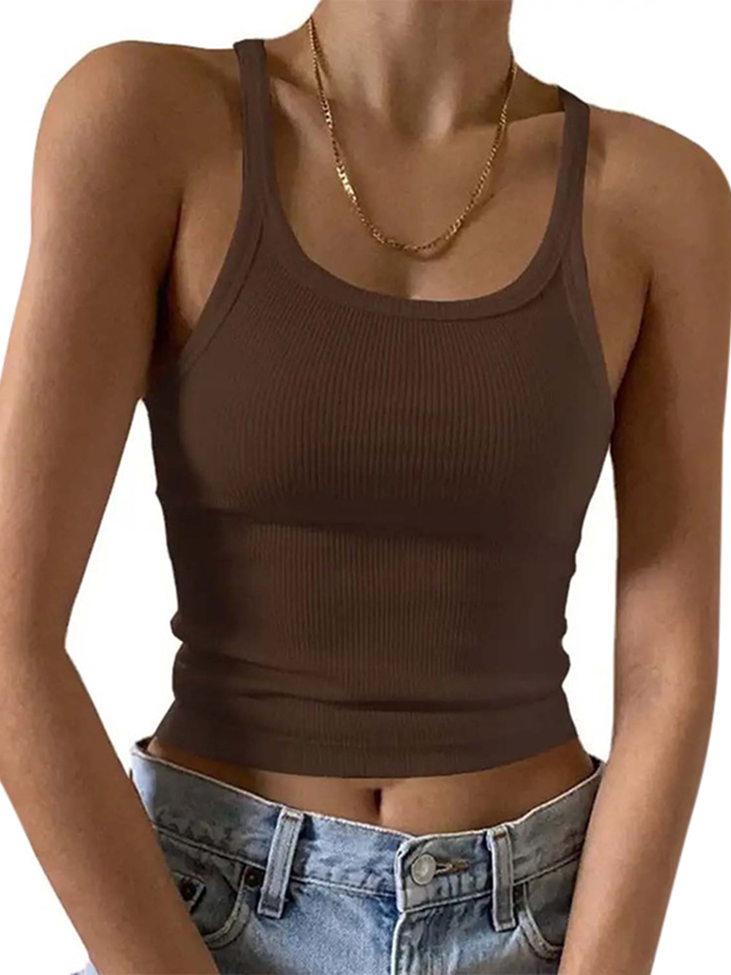 UVN Tank Tops for Women Ribbed Knit Sleeveless Tops Casual Camisoles ...