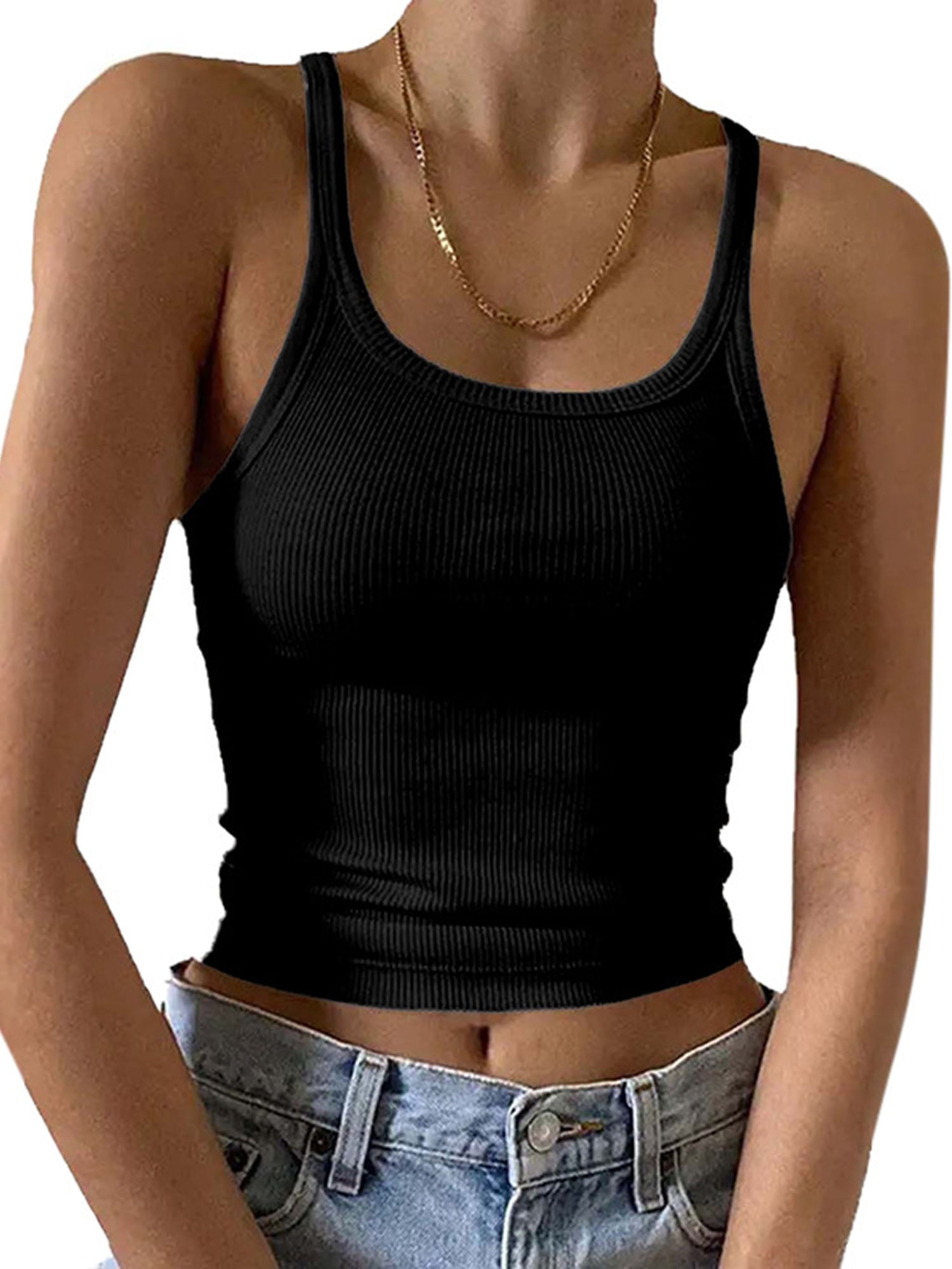 UVN Tank Tops for Women Ribbed Knit Sleeveless Tops Casual Camisoles Slim Fitted Basic Tank Tops ...