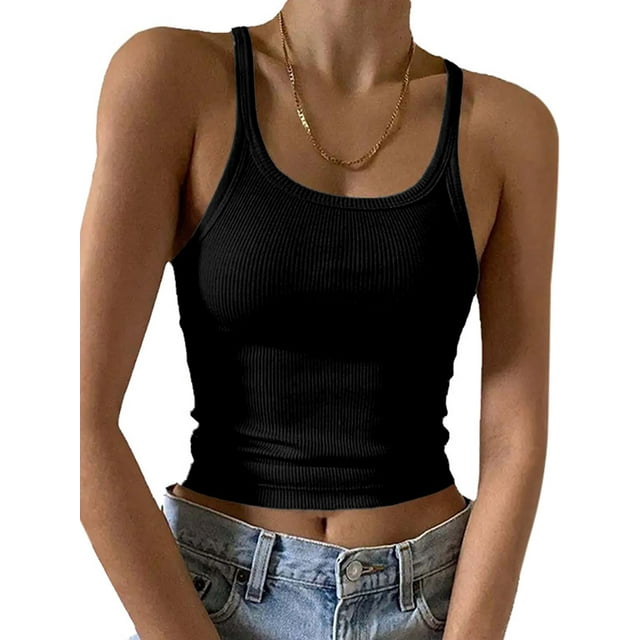 UVN Tank Tops for Women Ribbed Knit Sleeveless Tops Casual Camisoles ...
