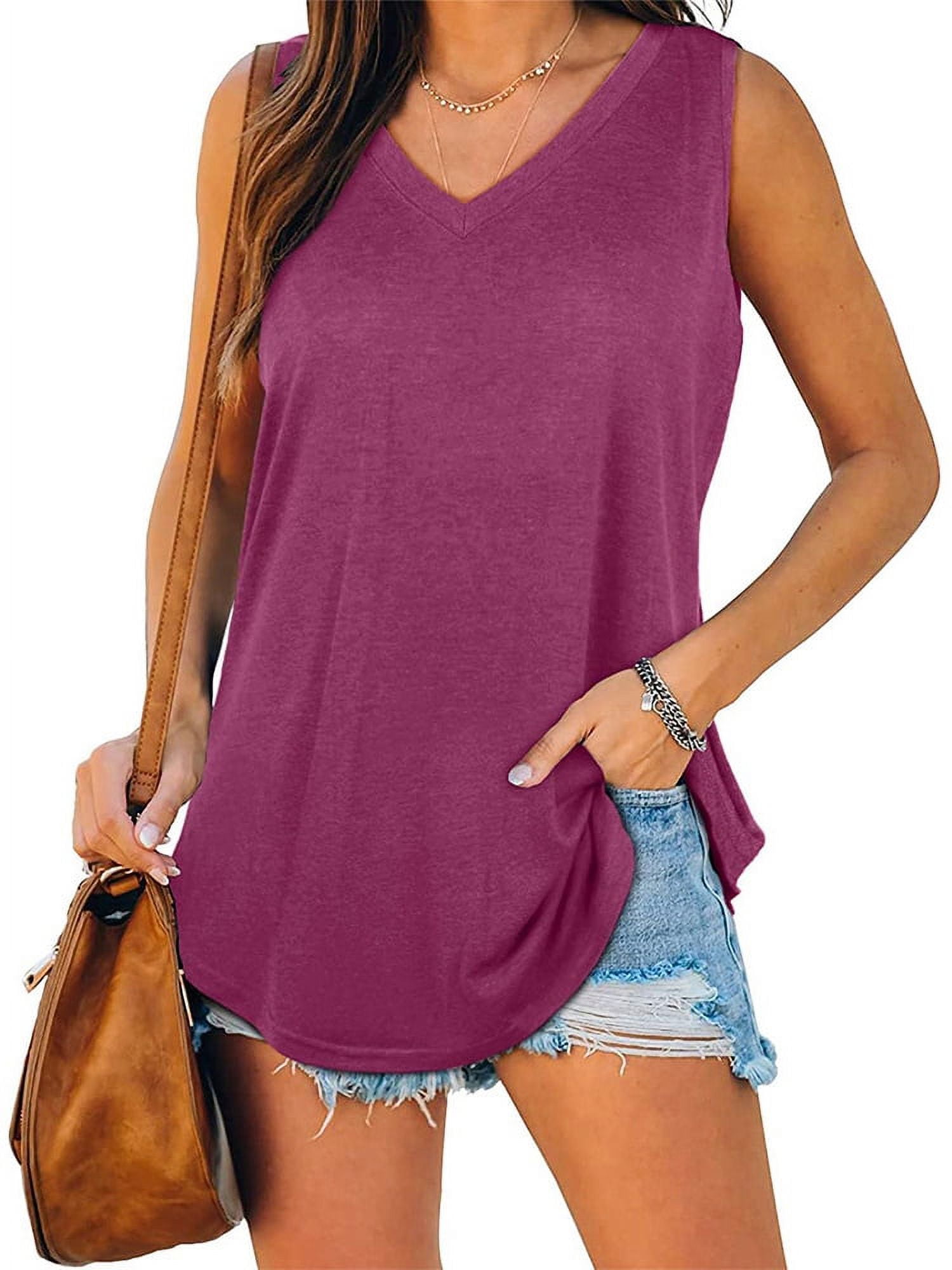 UVN Women's V Neck Summer Tank Tops, Sleeveless Casual Clothing, Loose ...