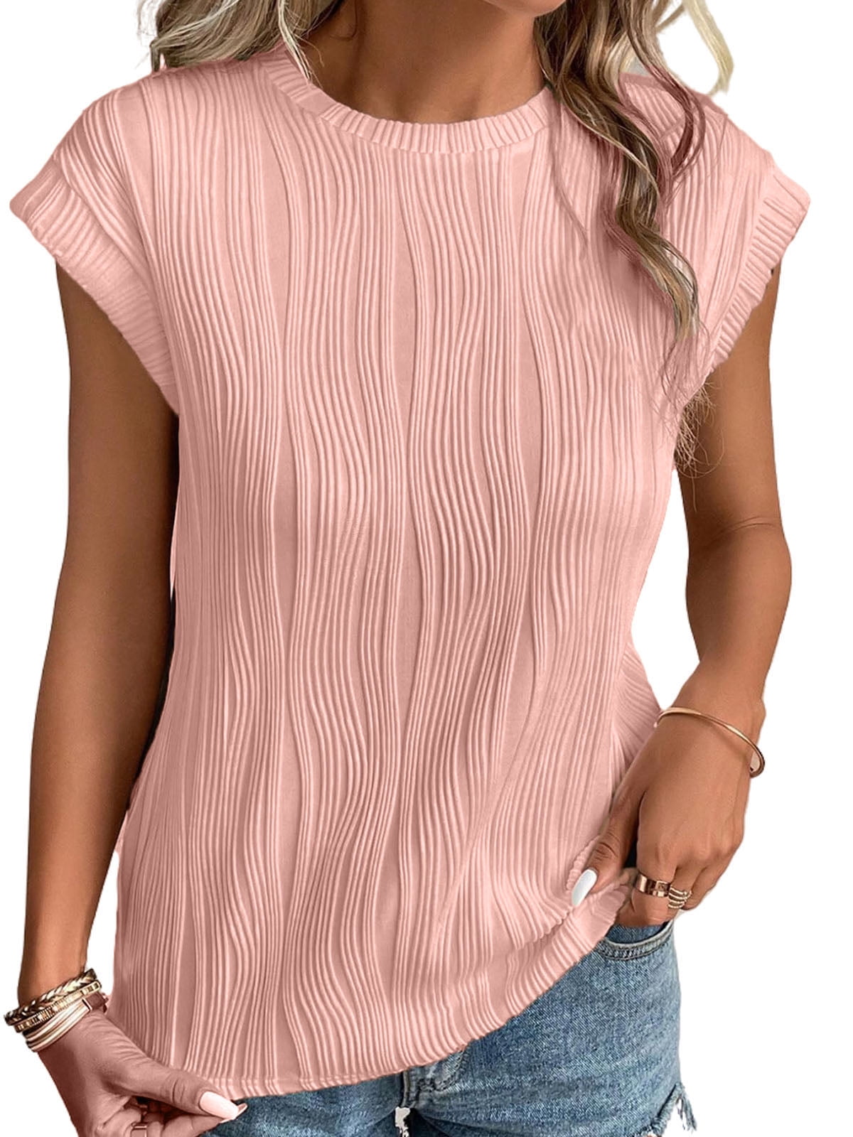 UVN White Blouses for Women Textured Shirts Casual Short Sleeve Summer ...