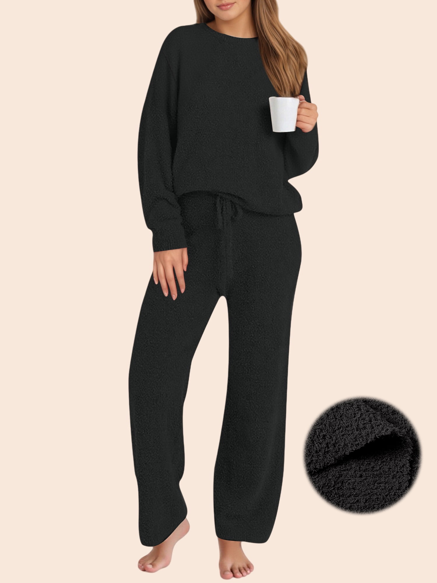 UVN Winter Pajama for Women Sweater Set Ladies Crewneck Tops and Long ...