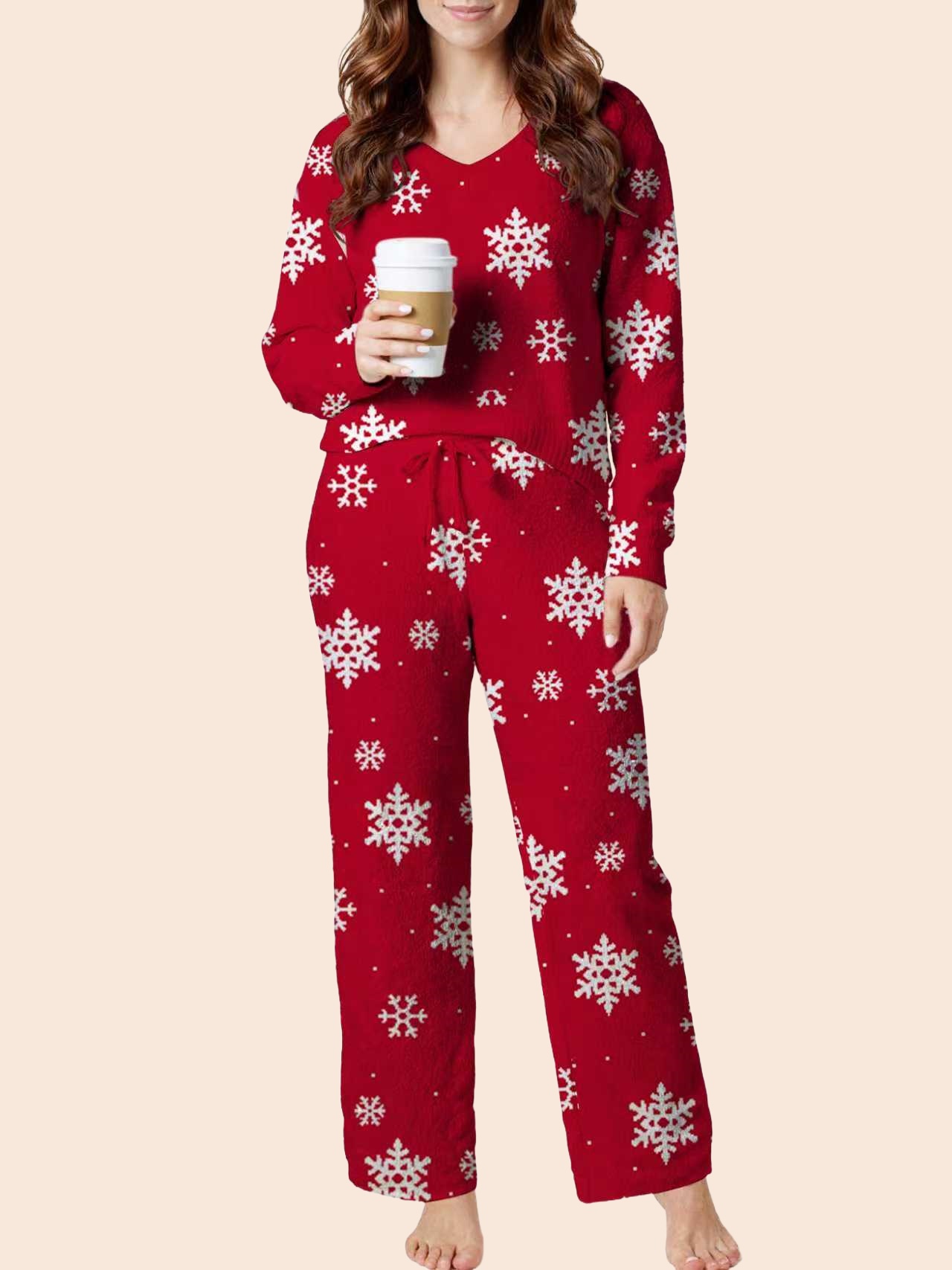 UVN Winter Pajama for Women Sweater Set Ladies V neck Tops and Long ...