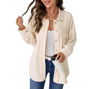 Fantaslook Women's Plaid Flannel Shacket Jacket Long Sleeve Button Down ...