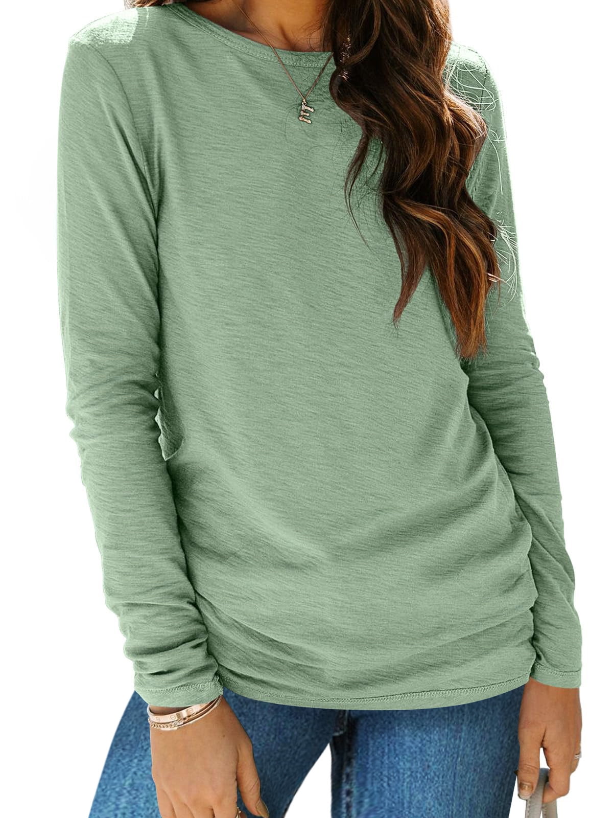 UVN Womens Shirts Crewneck Long Sleeve Tshirts Fall Casual Ladies Tops - Walmart.com