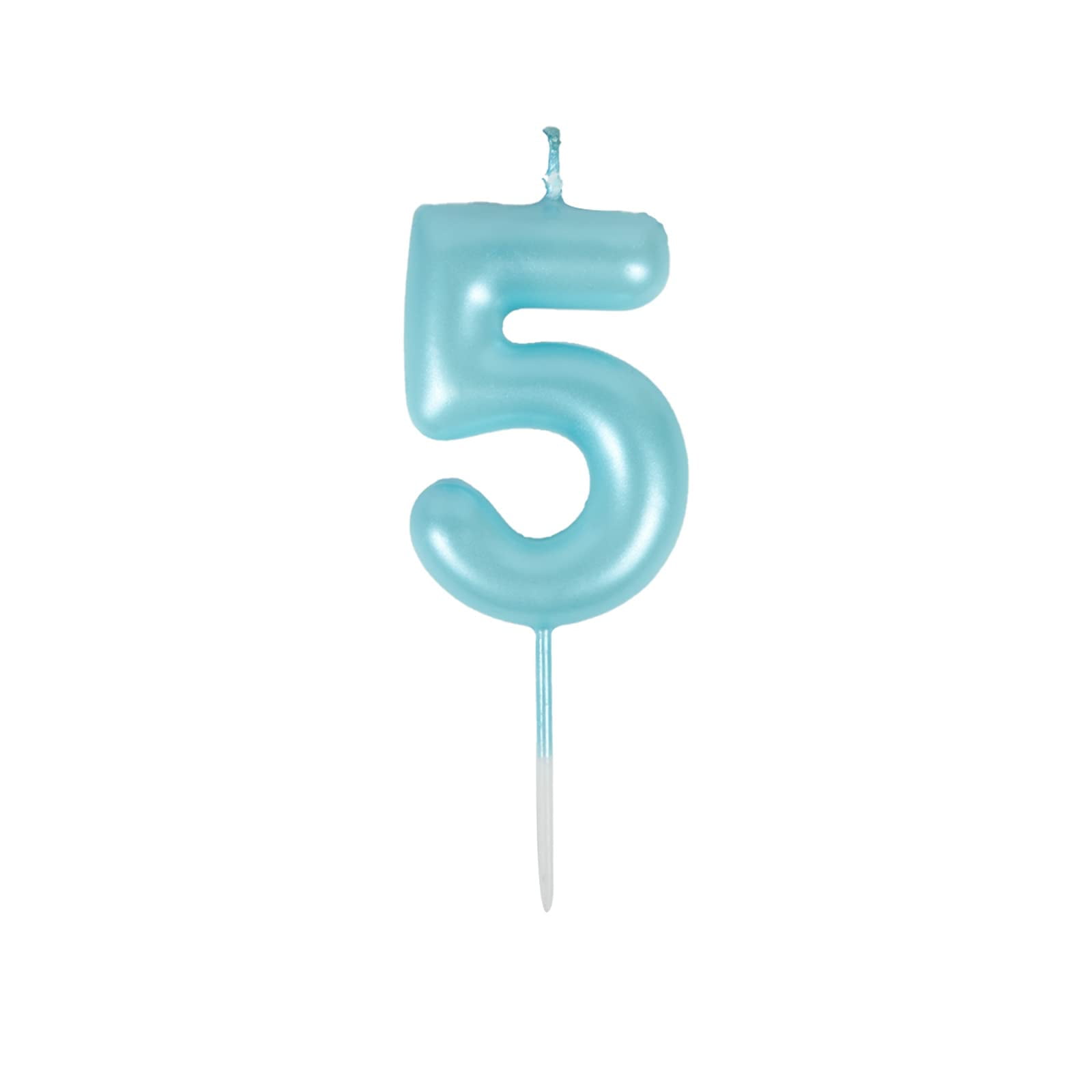 UVTQSSP Blue Number 5 Candle Shining Birthday Candles Cake Topper ...