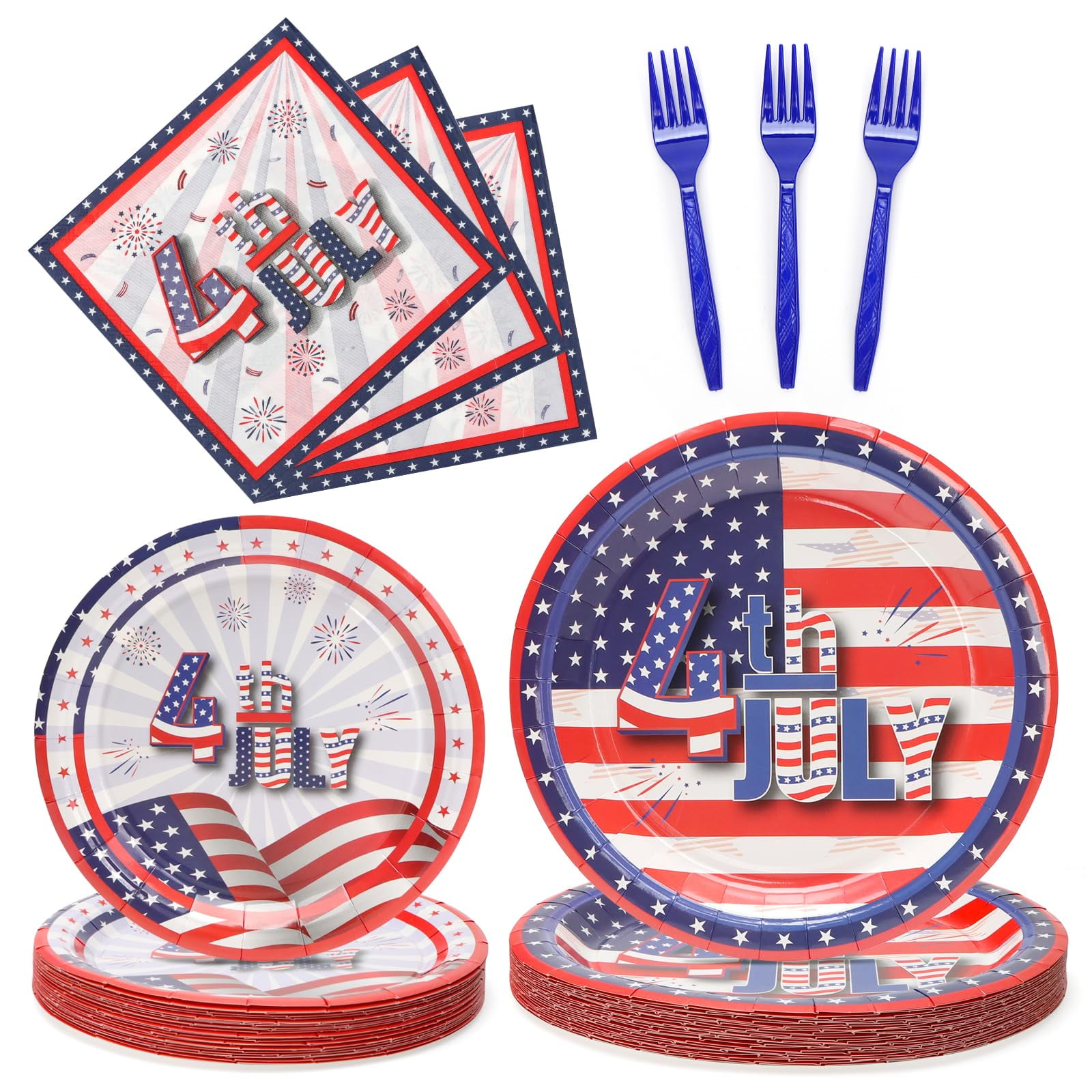 UVTSSP 96 Pcs Independence KEF16 Day Paper Plates Napkins, American ...