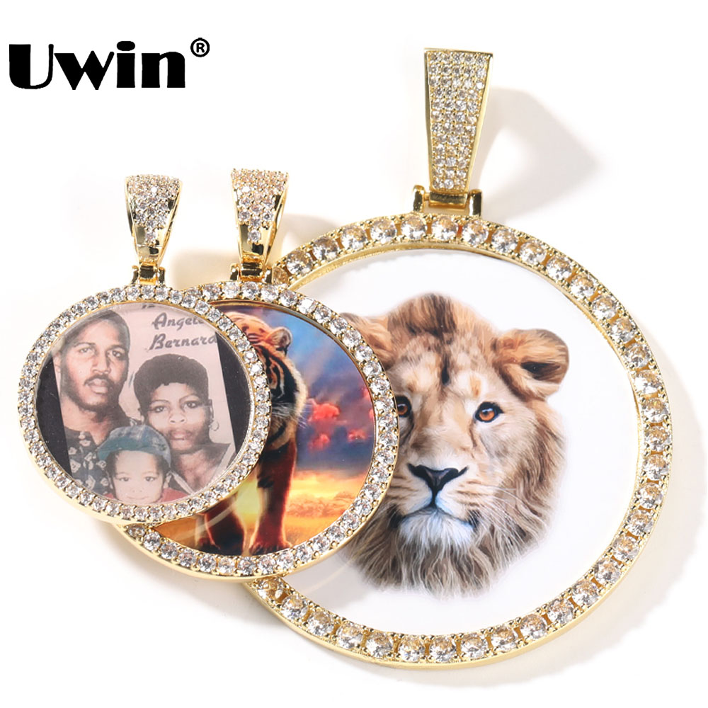 UWIN DIY Medallion Photo Pendant Necklace Large Round Custom Picture ...